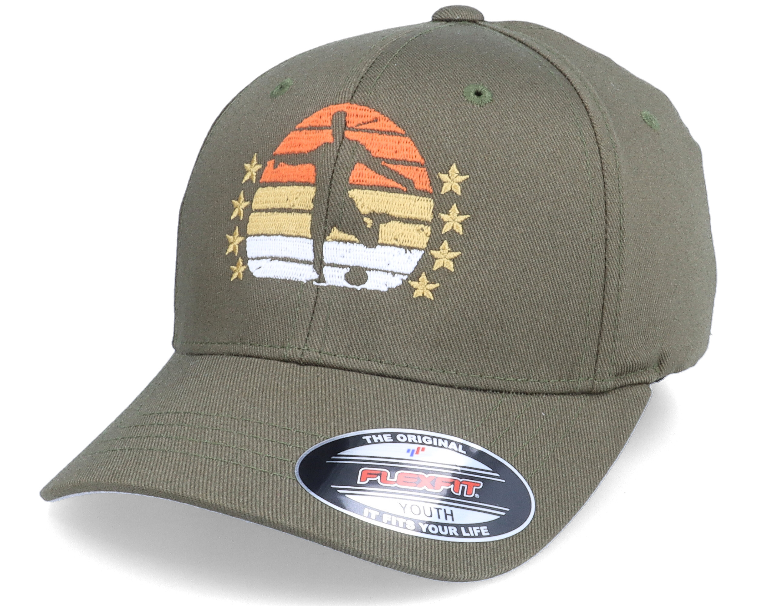 Kids Sunset Football Logo Olive Flexfit | Hatstoreworld.com