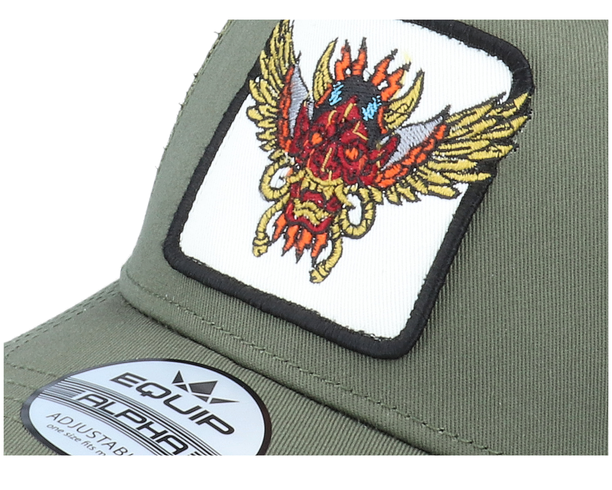 Winged Oni Patch Olive Trucker - Iconic cap | Hatstoreworld.com