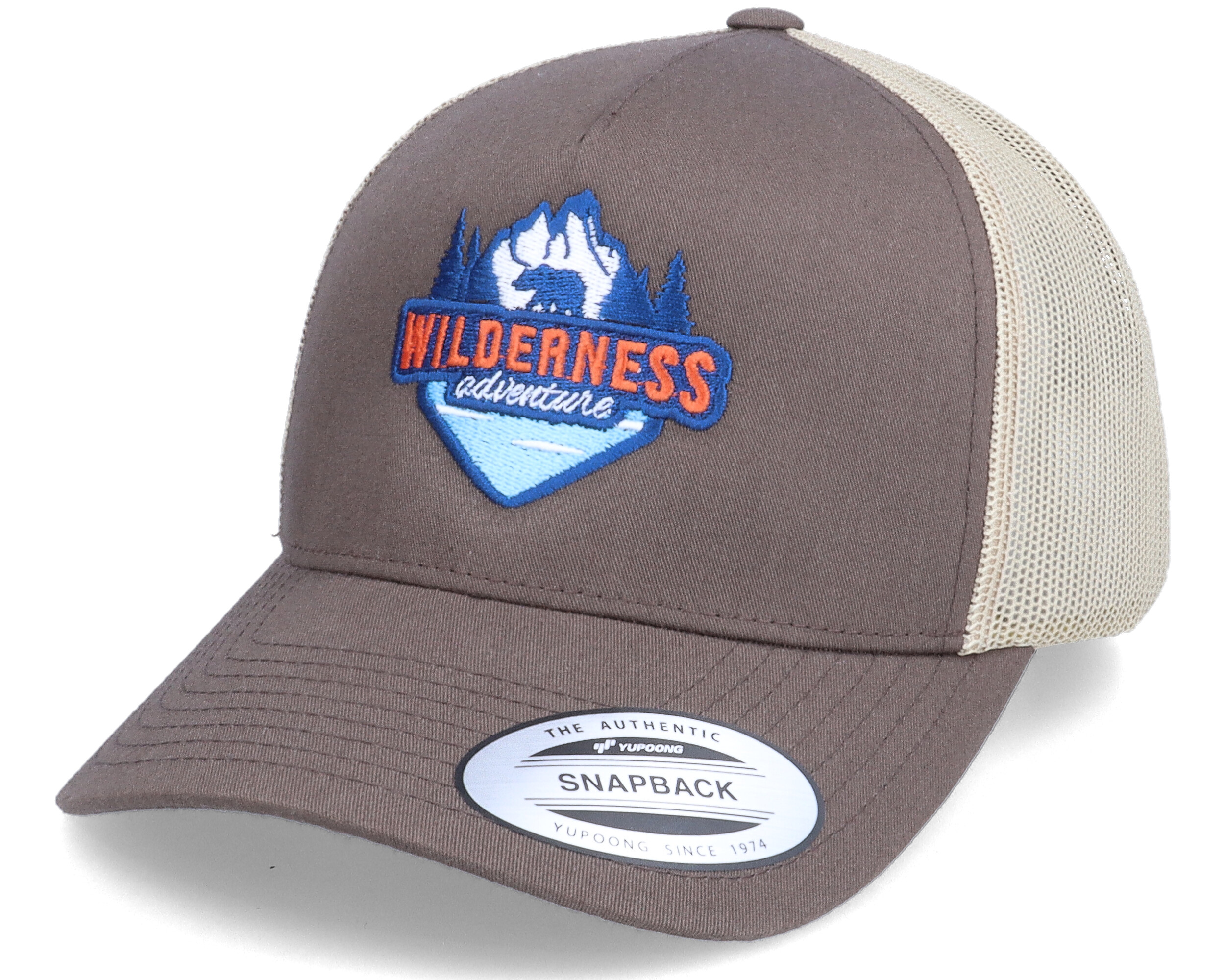 Wilderness Adventure Logo Brown/Khaki Trucker | Hatstoreworld.com