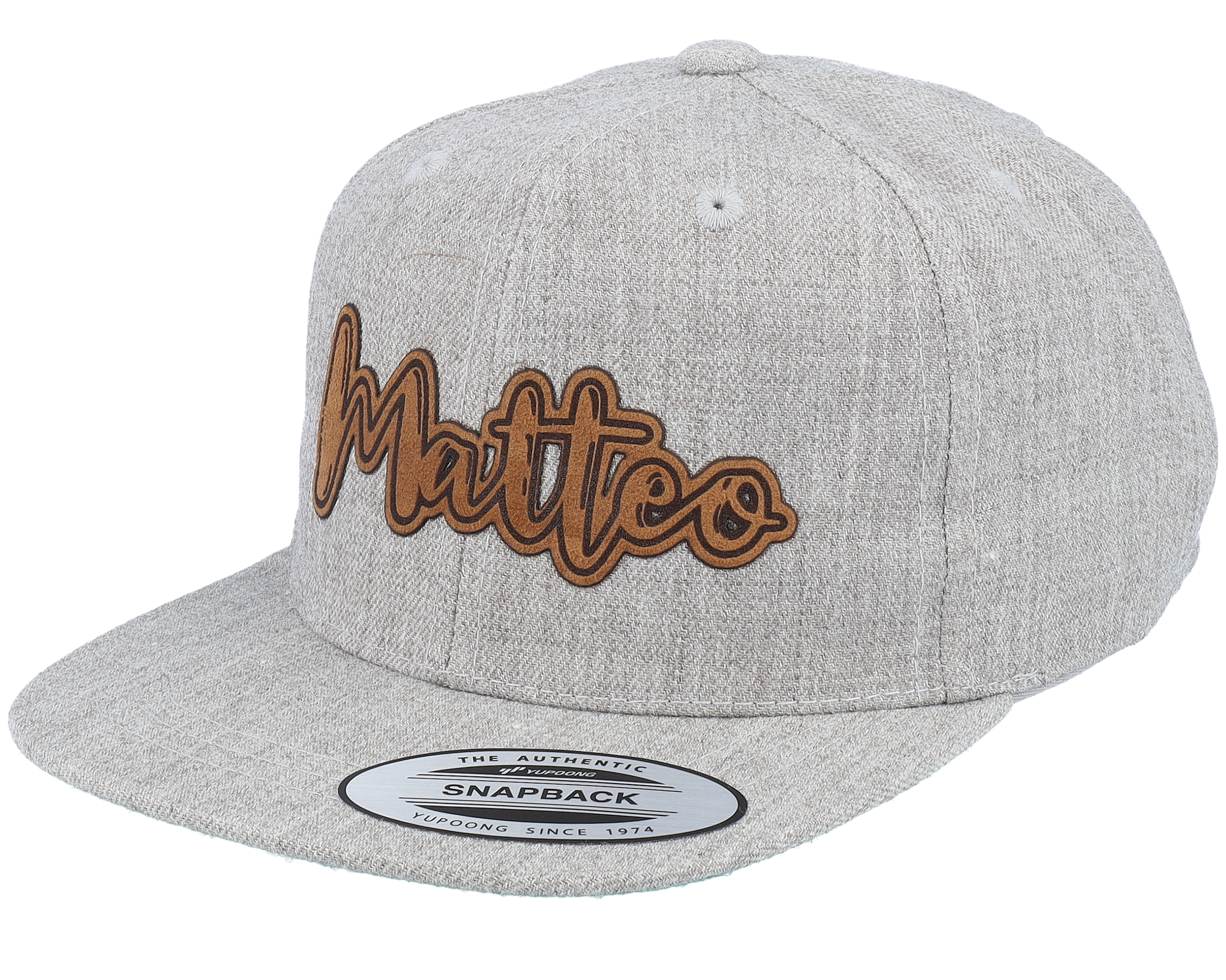 Kids Matteo Engraved Patch Heather Grey Snapback | Hatstoreworld.com