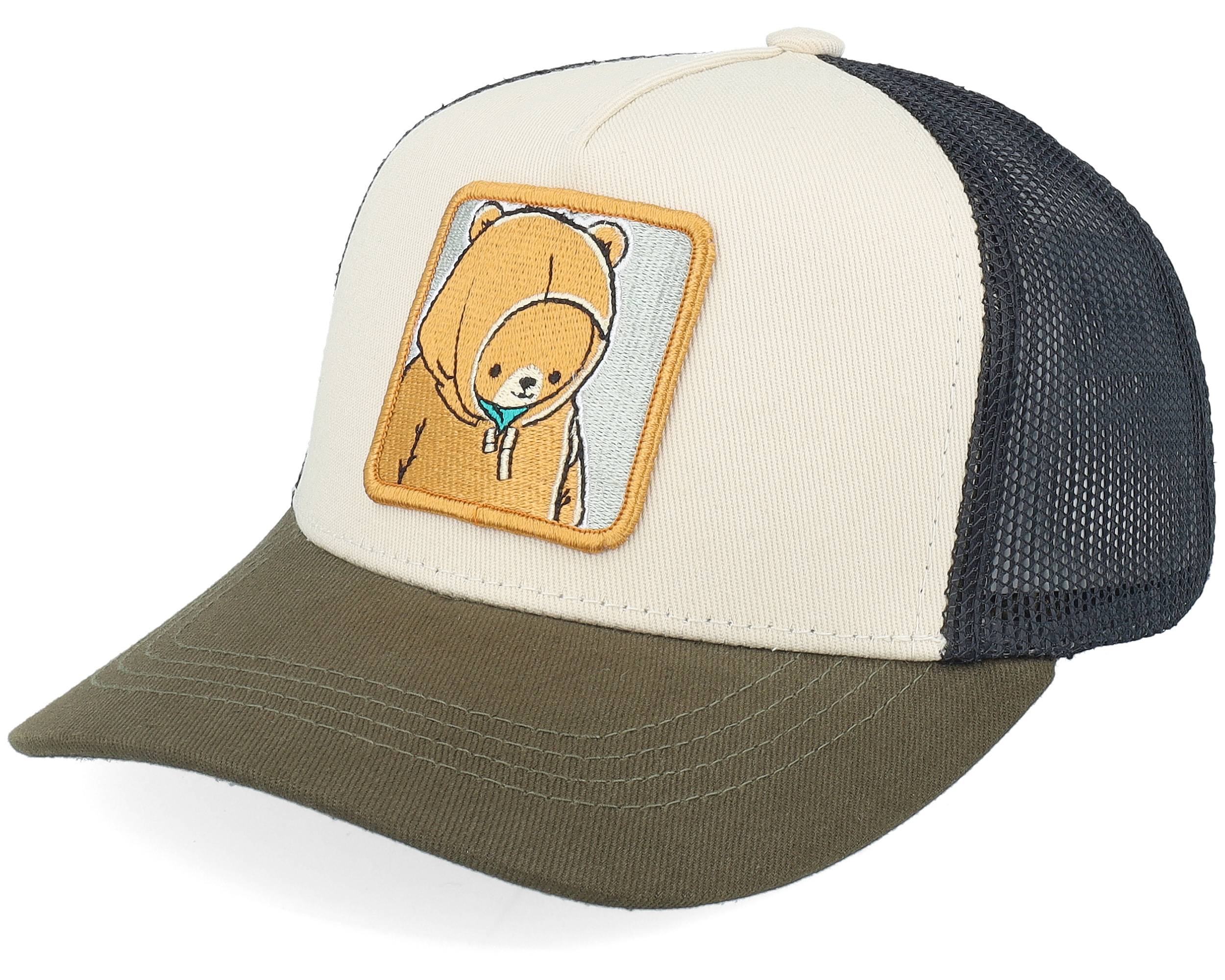 Kids Smiling Teddy Ivory/Black/Dark Mesh A-Frame Trucker ...