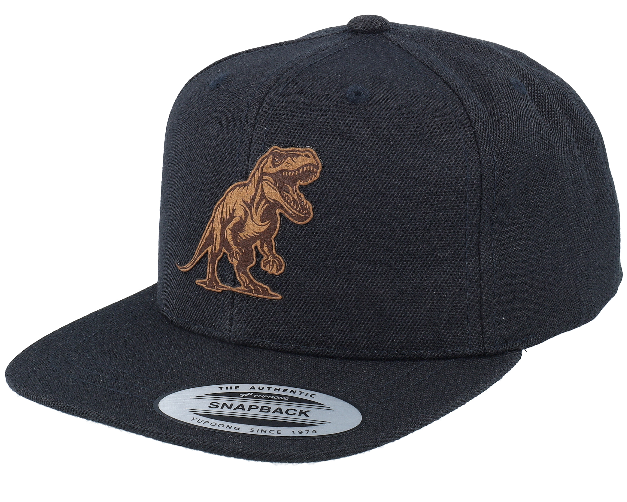 Kids T-rex Dino Brown Patch Black Snapback | Hatstoreworld.com