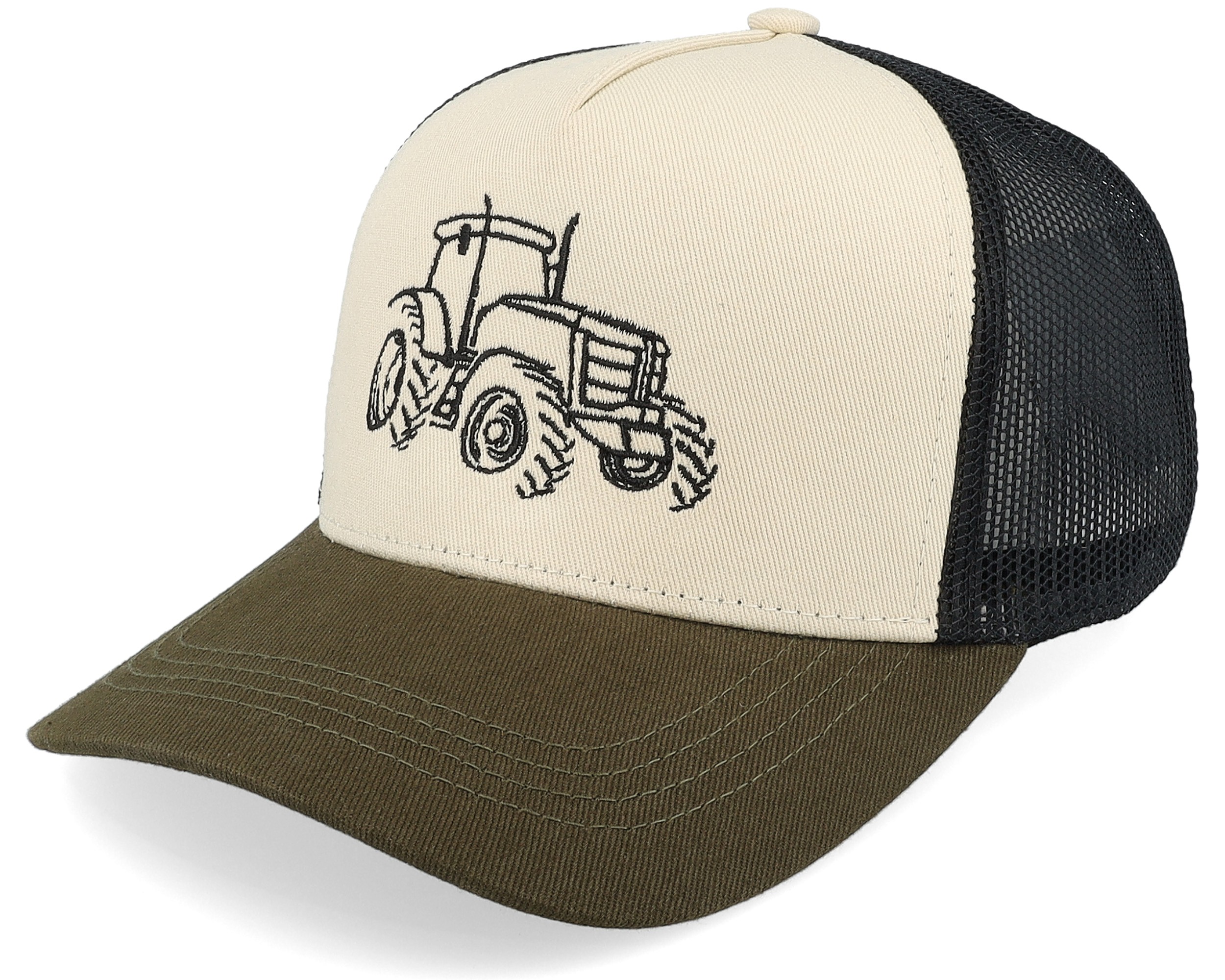 Kids Tractor Outline Ivory/Black/Dark Mash Trucker - Kiddo Cap ...