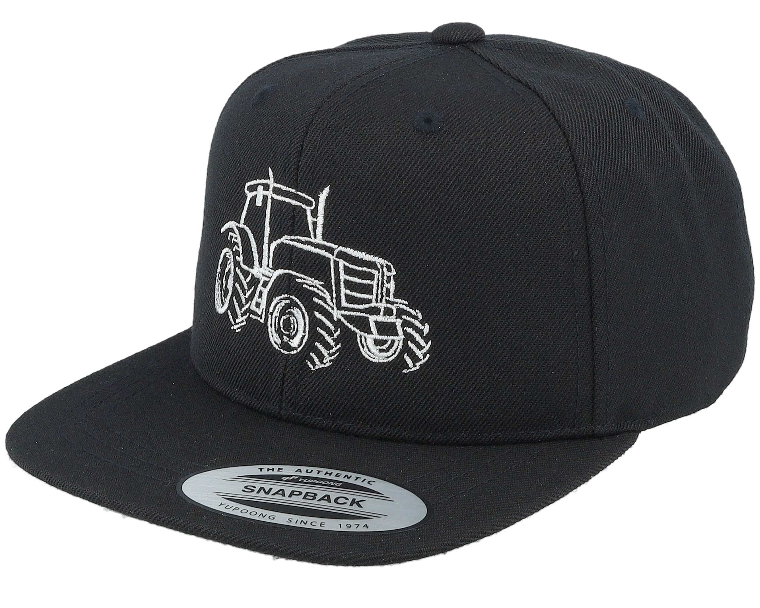 Kids Tractor Outline Black/Black Snapback - Kiddo Cap | Hatstoreworld.com