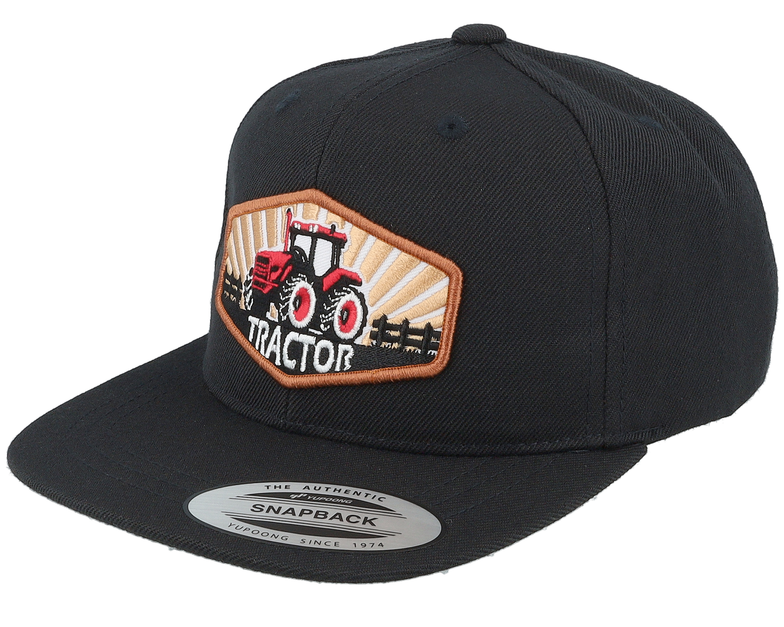 Kids Red Tractor Wide Patch Black Snapback - Kiddo Cap | Hatstoreworld.com