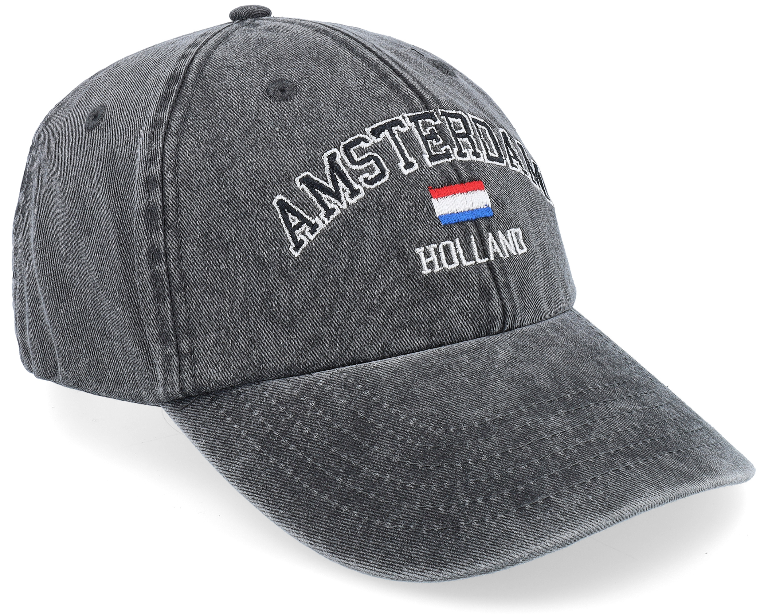 Amsterdam Holland Washed Black Dad Cap | Hatstore.it