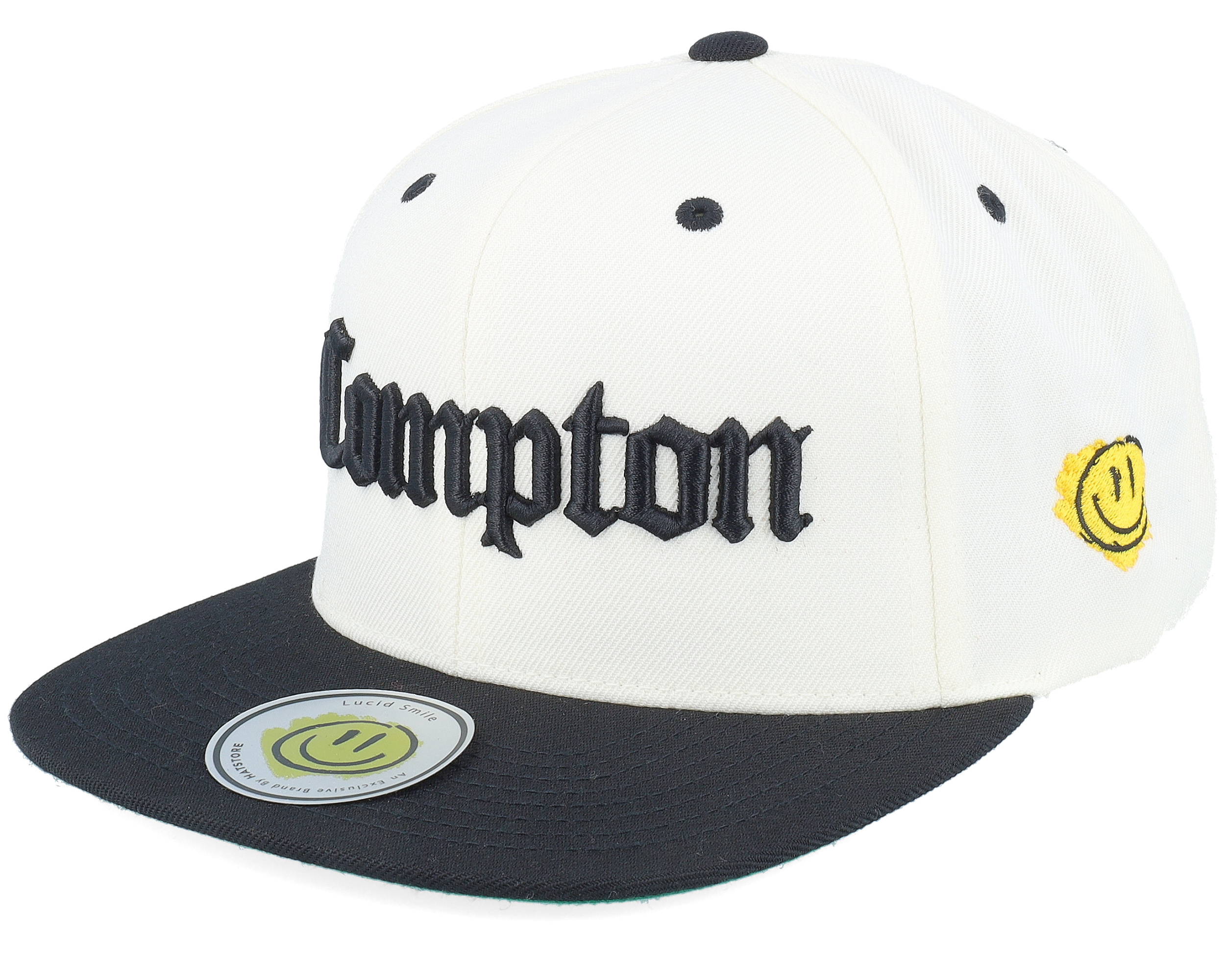 Compton 3d Script Natural/Black Snapback | Hatstoreworld.com