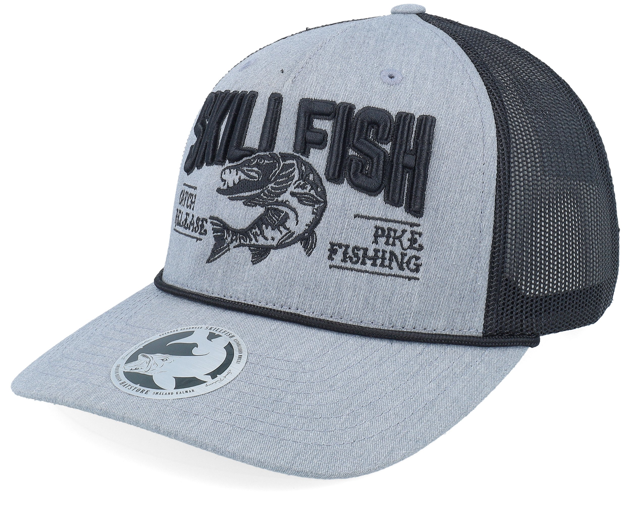 Pike C&r Logo 3d 112fpr Heather Grey/Black/Black A-frame Trucker | Hatstoreworld.com