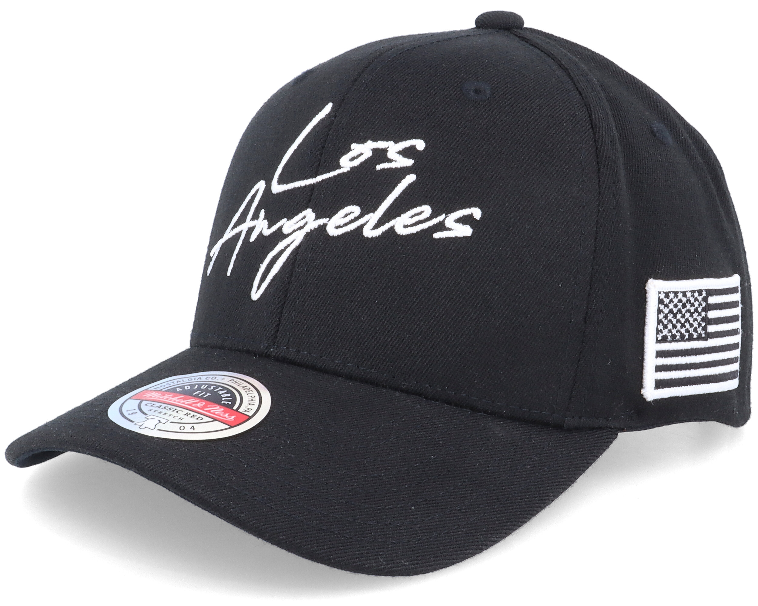 Los Angeles Script & Flag Black Adjustable - Iconic cap | Hatstore.com