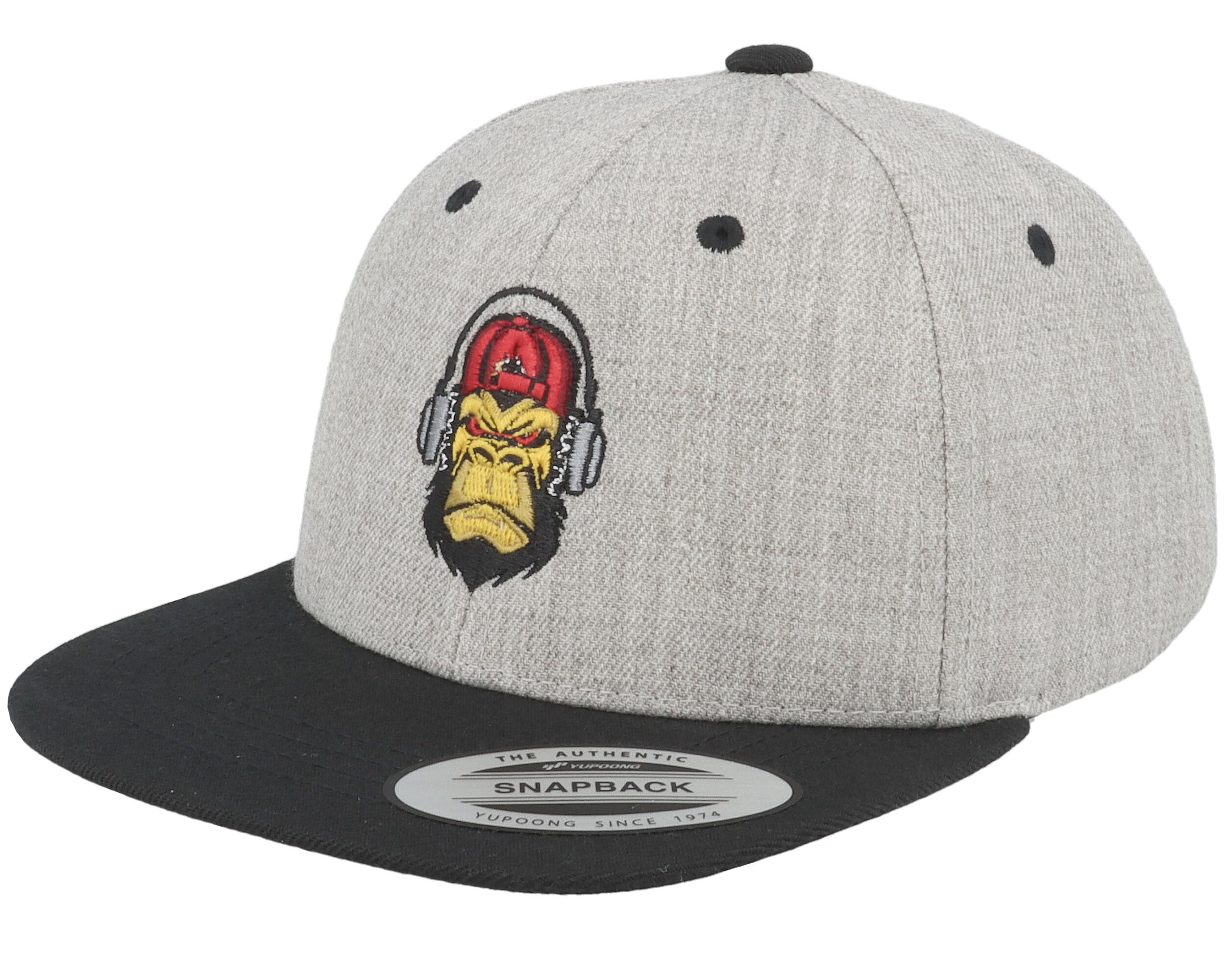 Kids Music Monkey Heather Grey/Black Snapback | Hatstoreworld.com