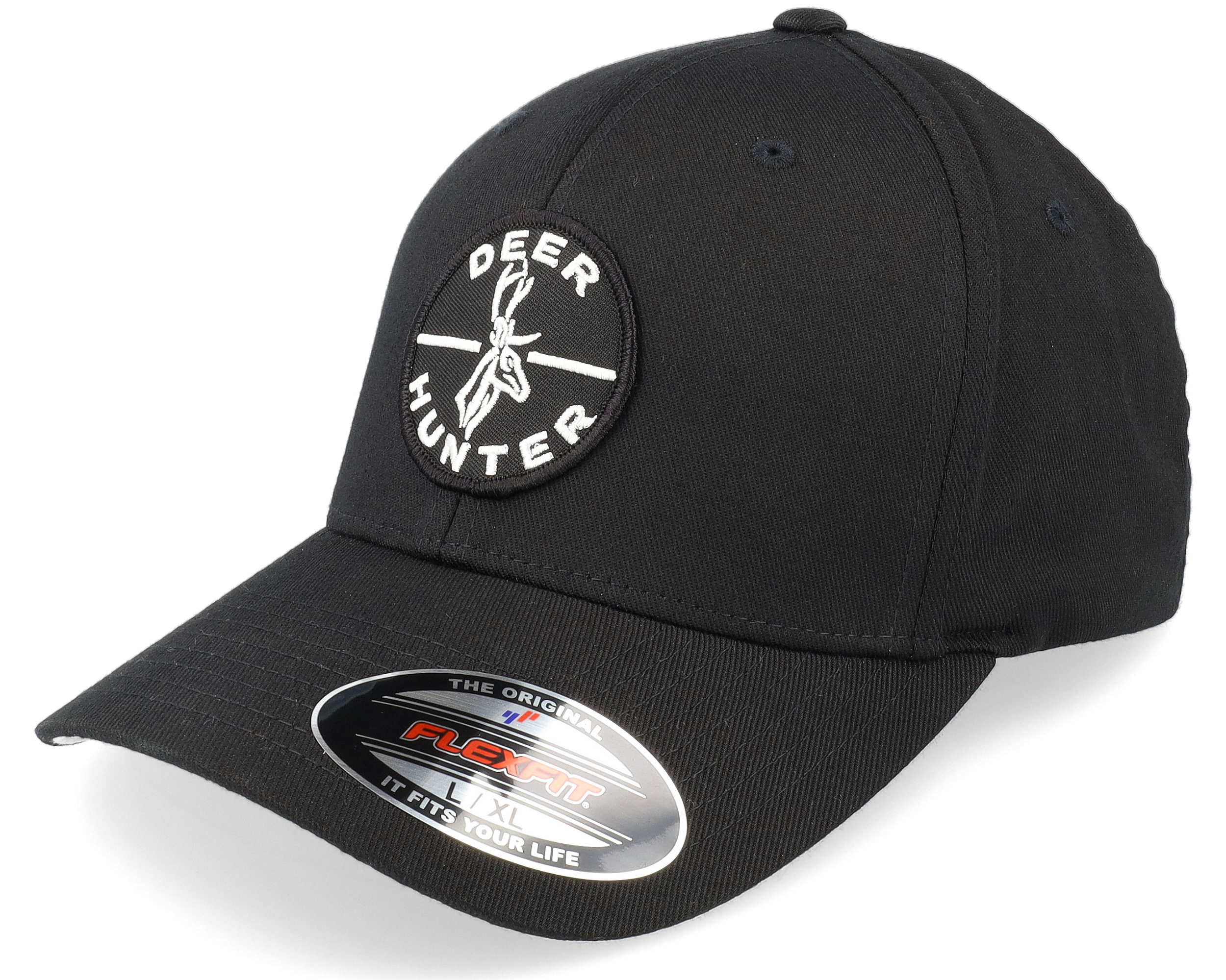 Deer Hunter Logo Patch Black Flexfit - Hunter | Hatstoreworld.com