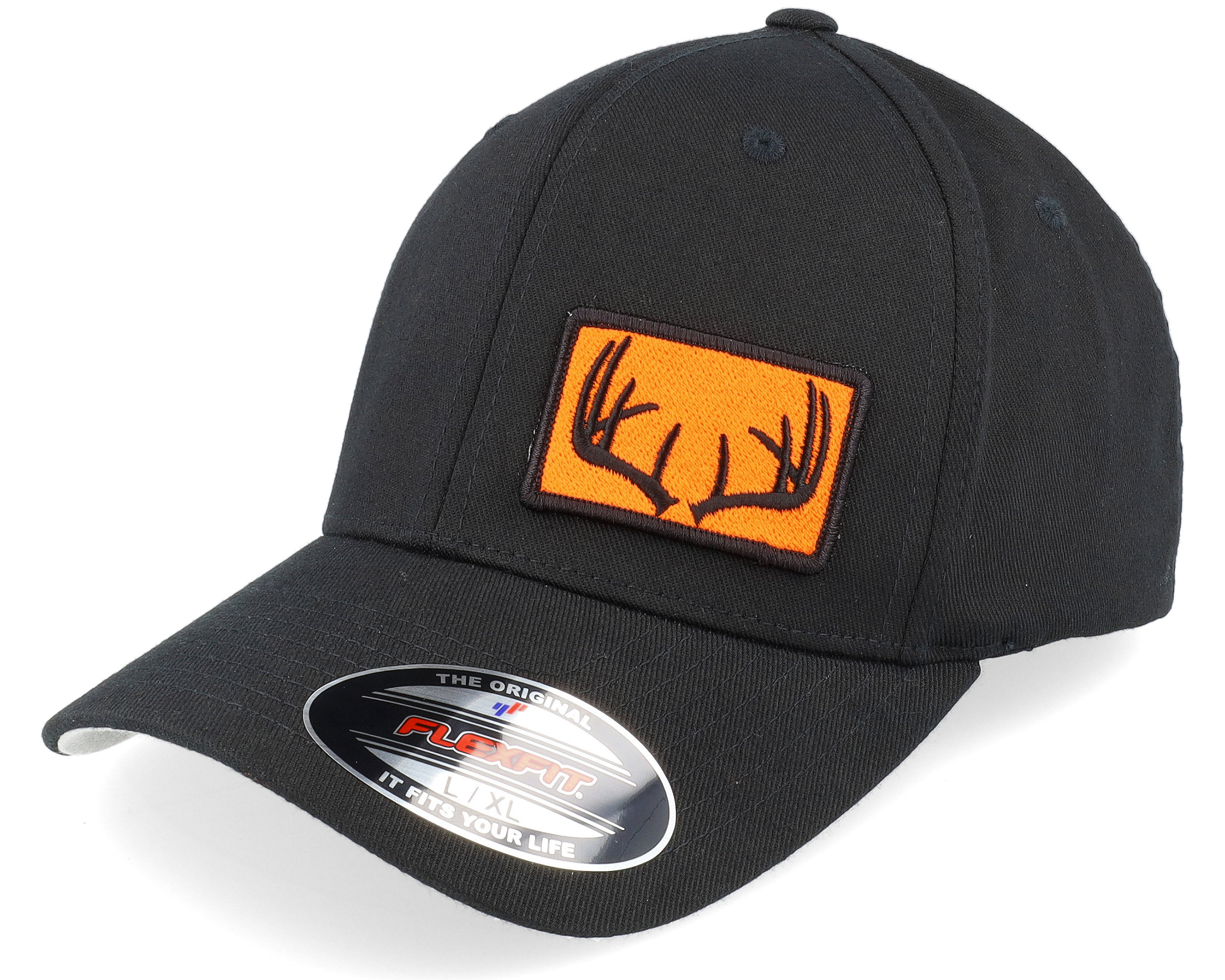 Orange Antlers Patch Side Black Flexfit | Hatstoreworld.com