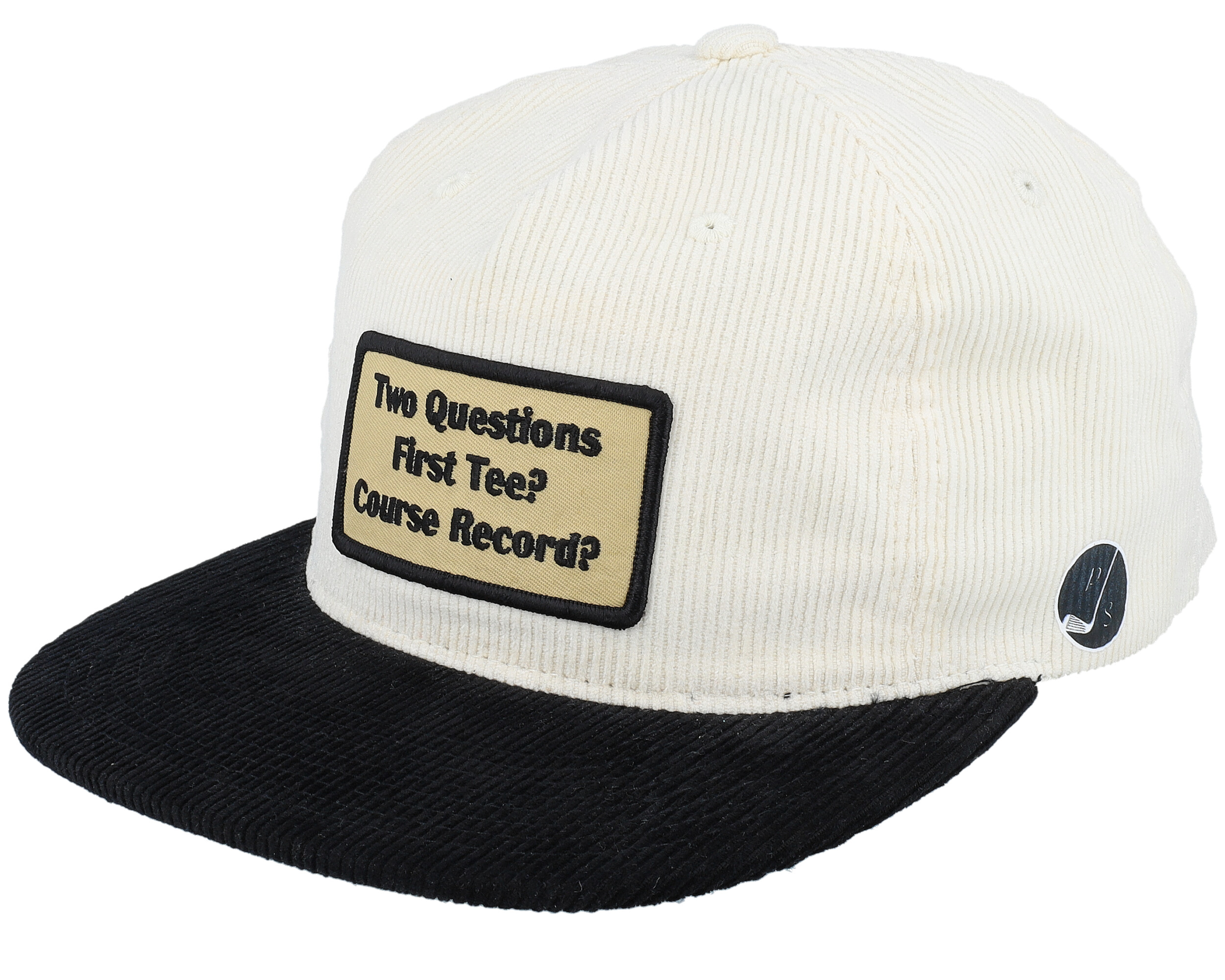 Golf Patch Logo Cord Ivory/Black Snapback - Pins & Stripes cap ...