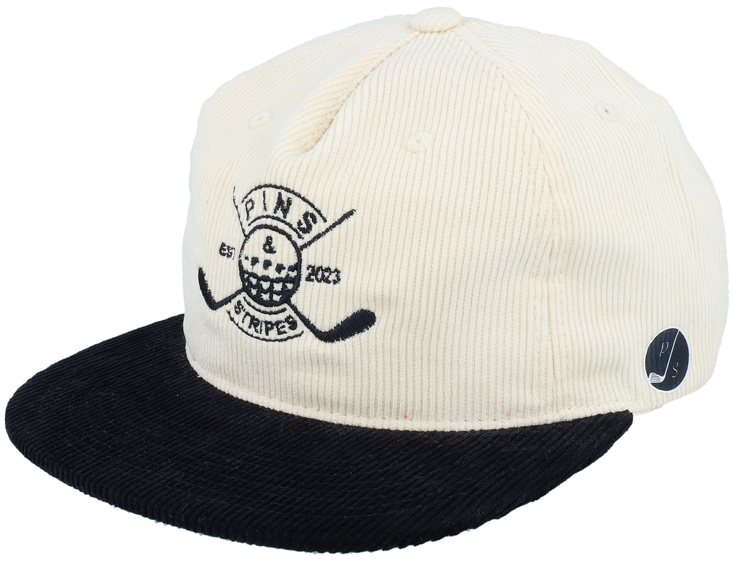 Pins & Stripes Logo Cord Ivory/Black Snapback | Hatstoreworld.com