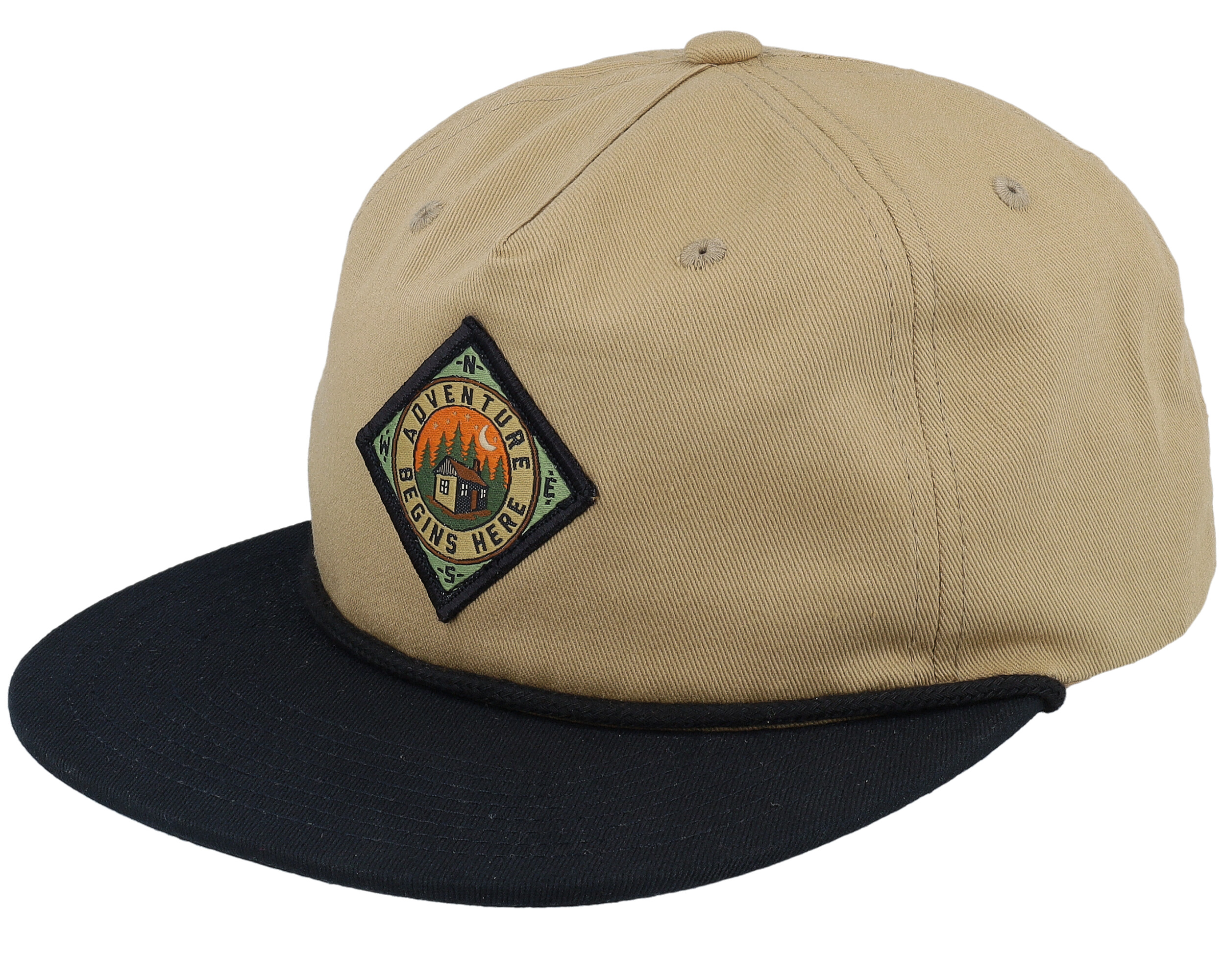 Adventure Begins Here Khaki/Black Rope Snapback | Hatstoreworld.com