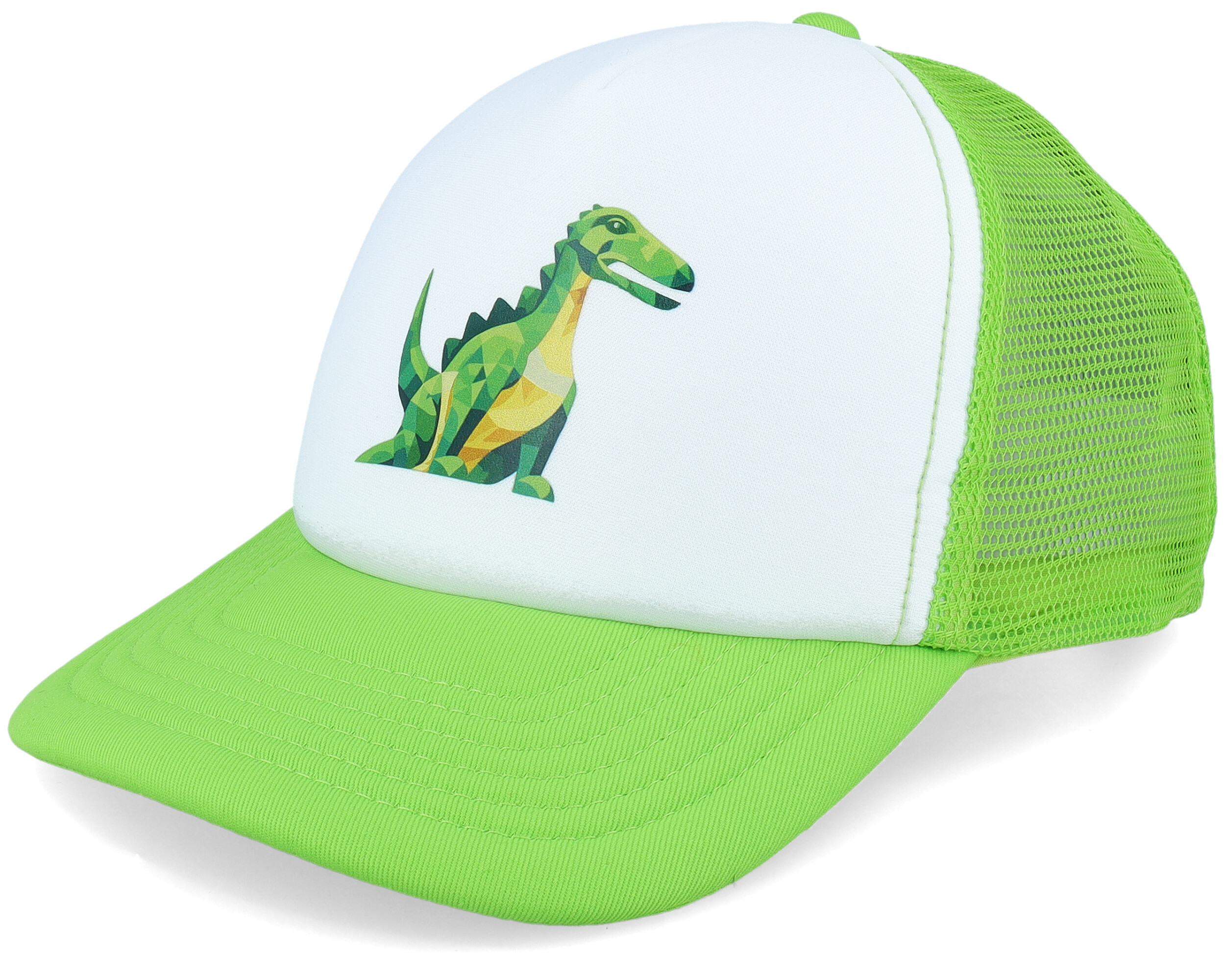 Kids Geometry Dinosaur Limegreen/White Foam Trucker - Kiddo Cap キャップ ...
