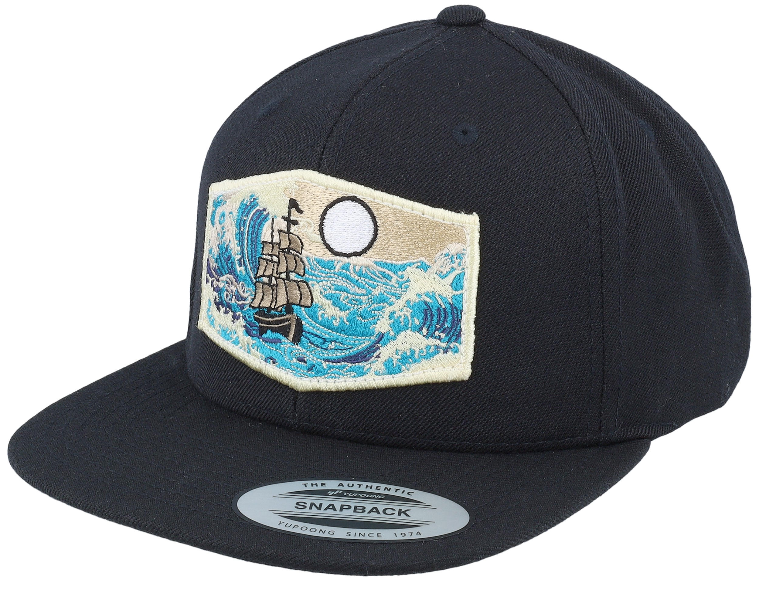Big Boat & Waves Patch Black Snapback | Hatstoreworld.com