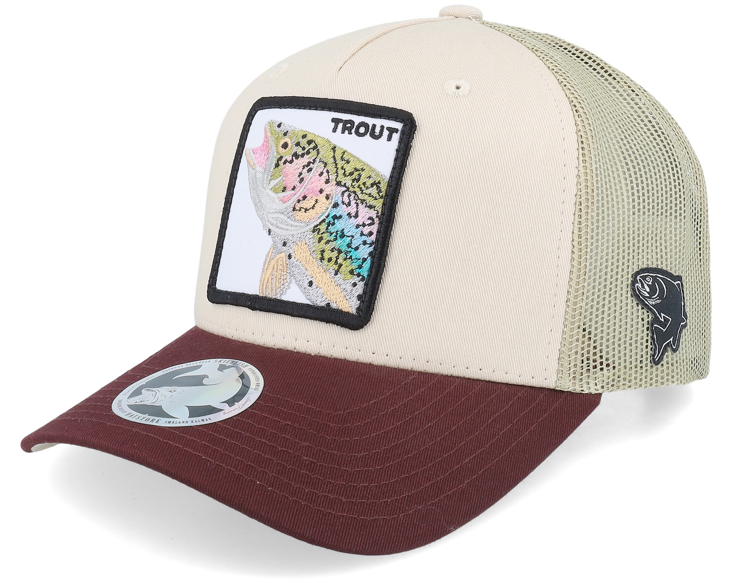 Trout Pro Fishing Stone/Khaki/Maroon Trucker - Skillfish ...
