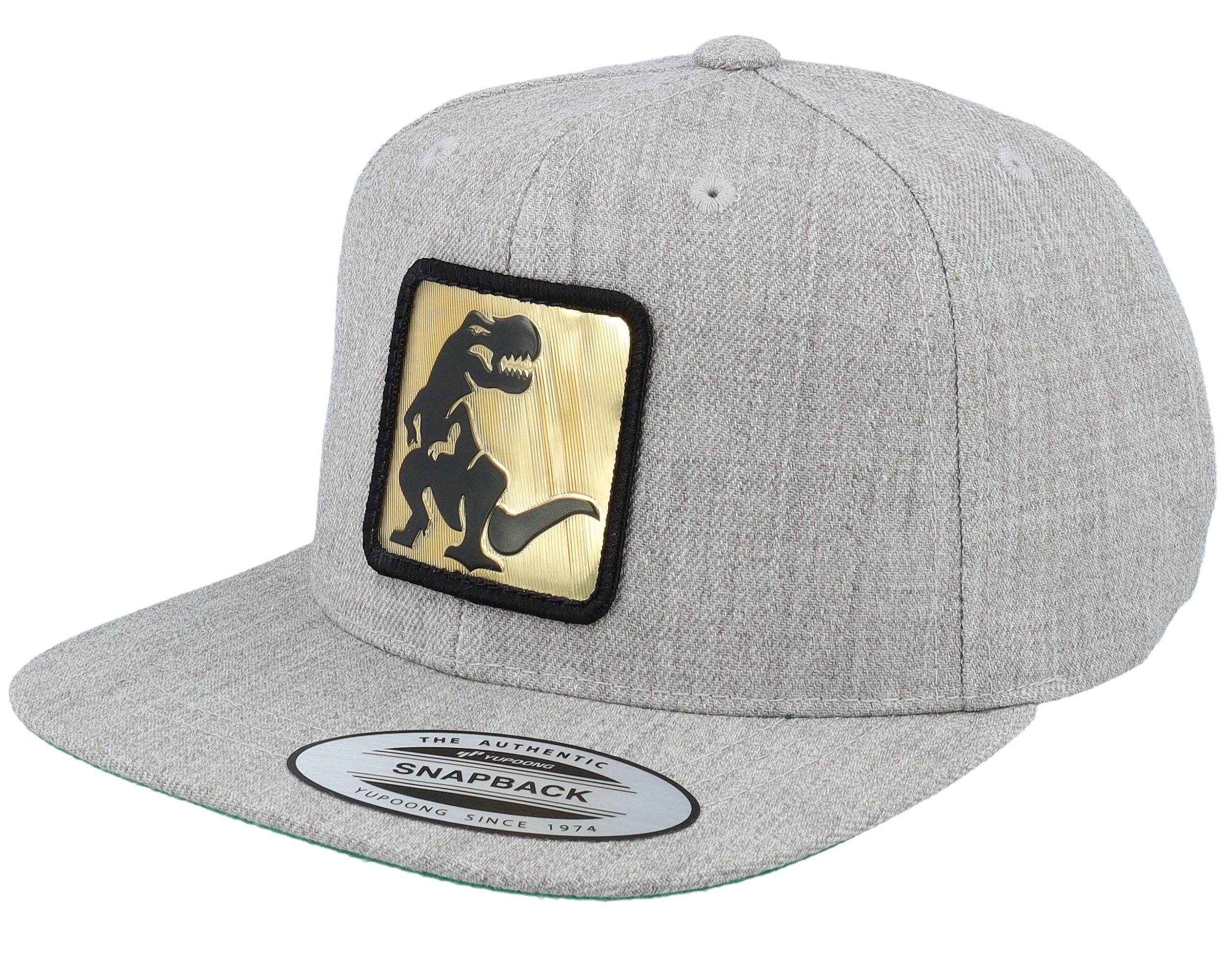Kids Dino Gold Patch Heather Grey Snapback - Kiddo Cap | Hatstoreworld.com