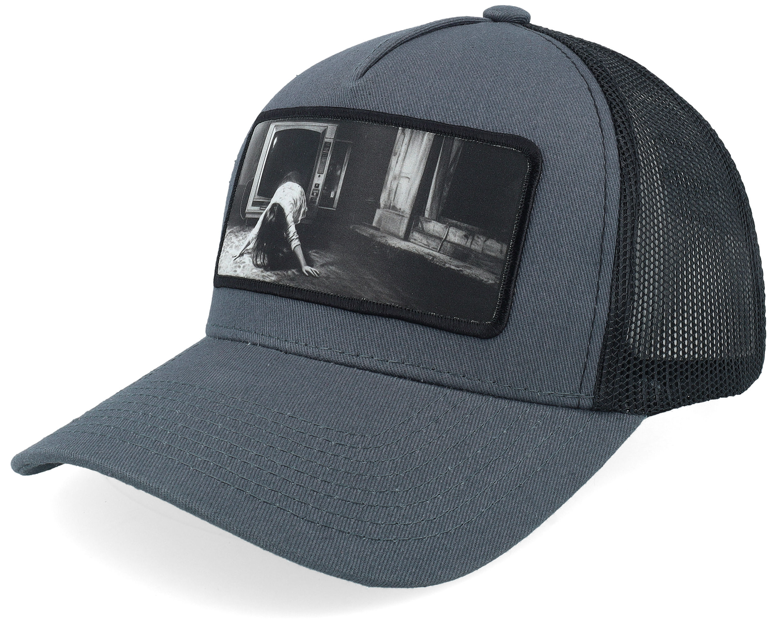 Tv Broken Medium Grey/Black/Black A-frame Trucker | Hatstoreworld.com