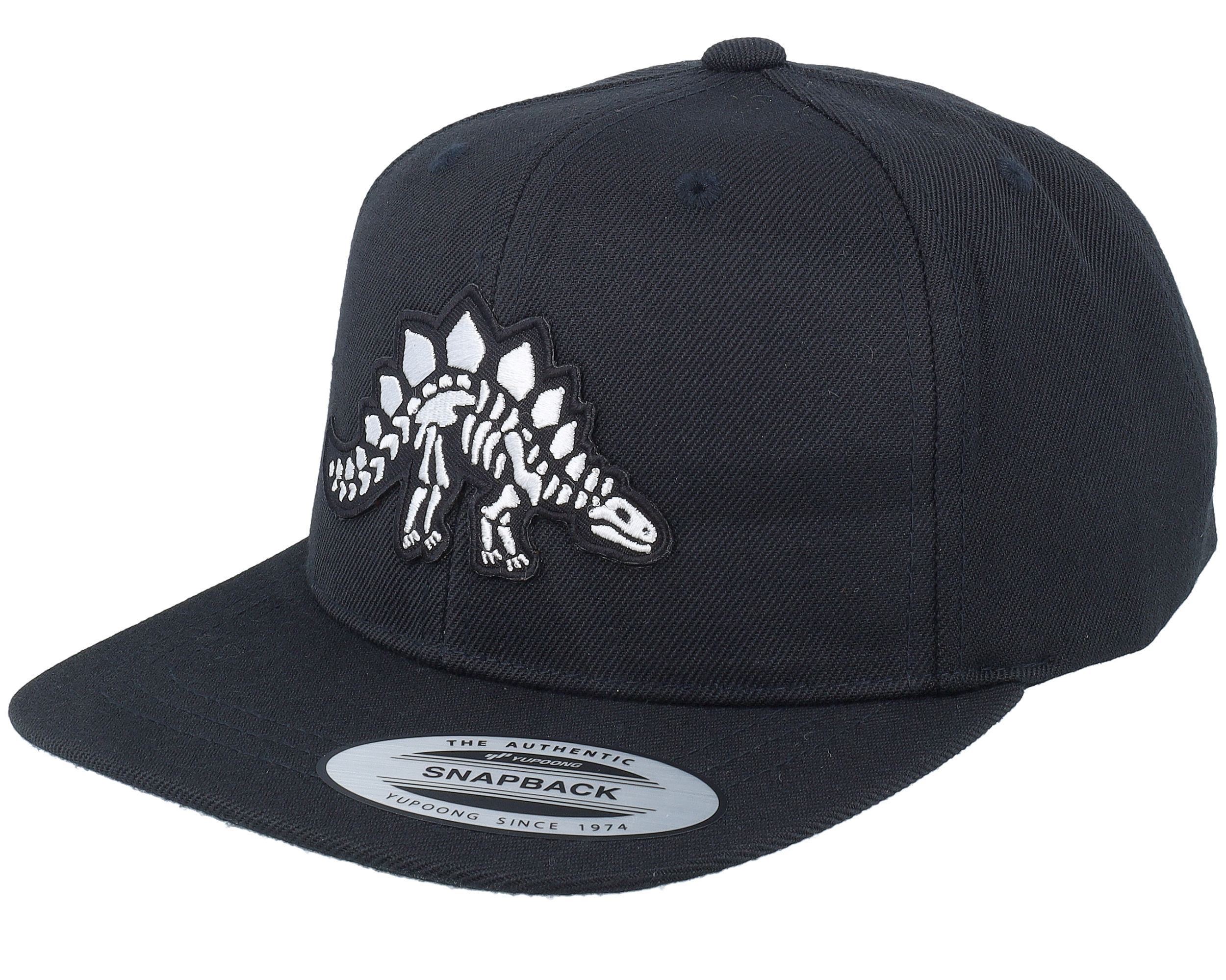 Kids Stegosaurus Skeleton Patch Black Snapback | Hatstoreworld.com