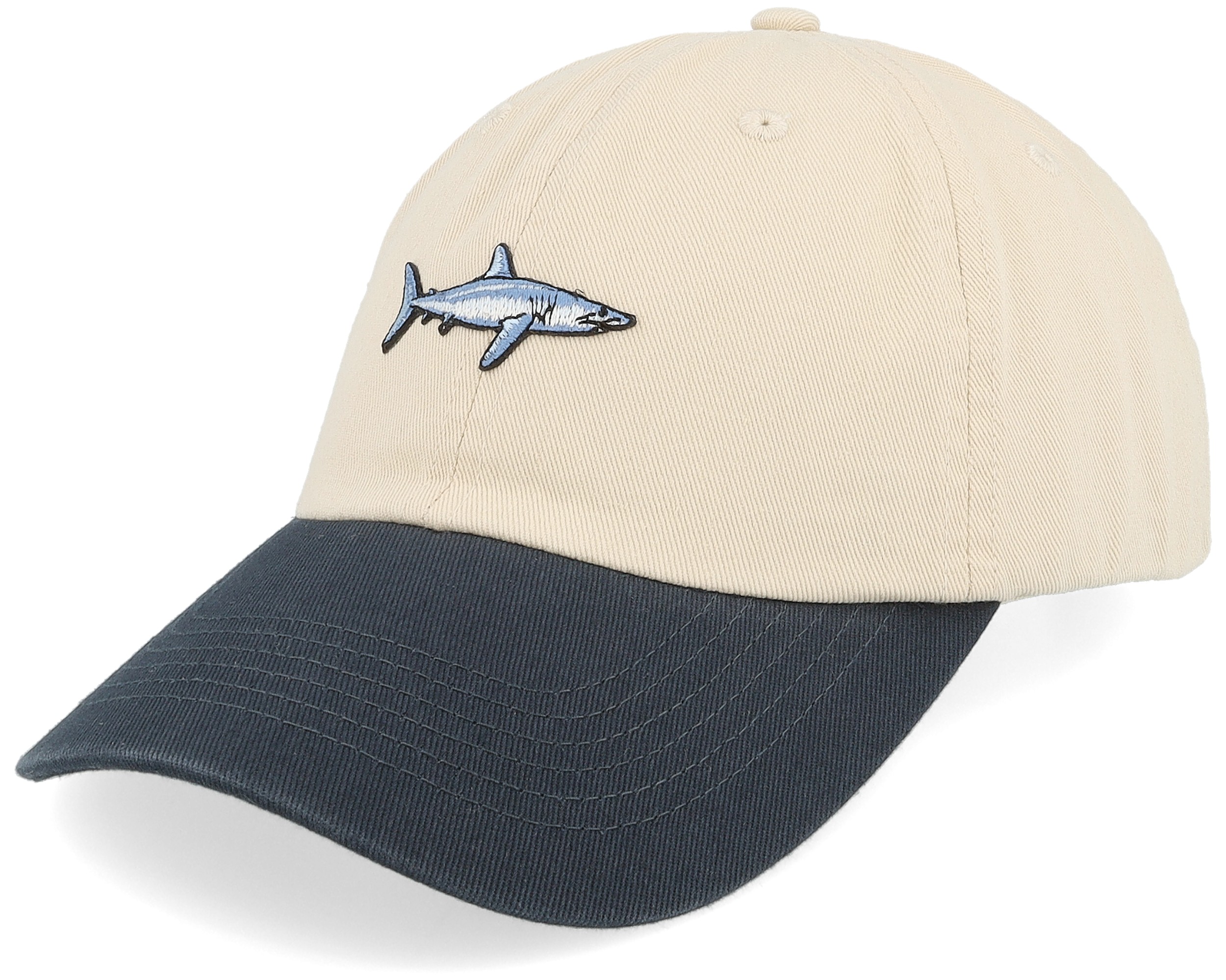 Tiny Mako Shark Stone Washed Stone/Navy Dad Cap | Hatstoreworld.com