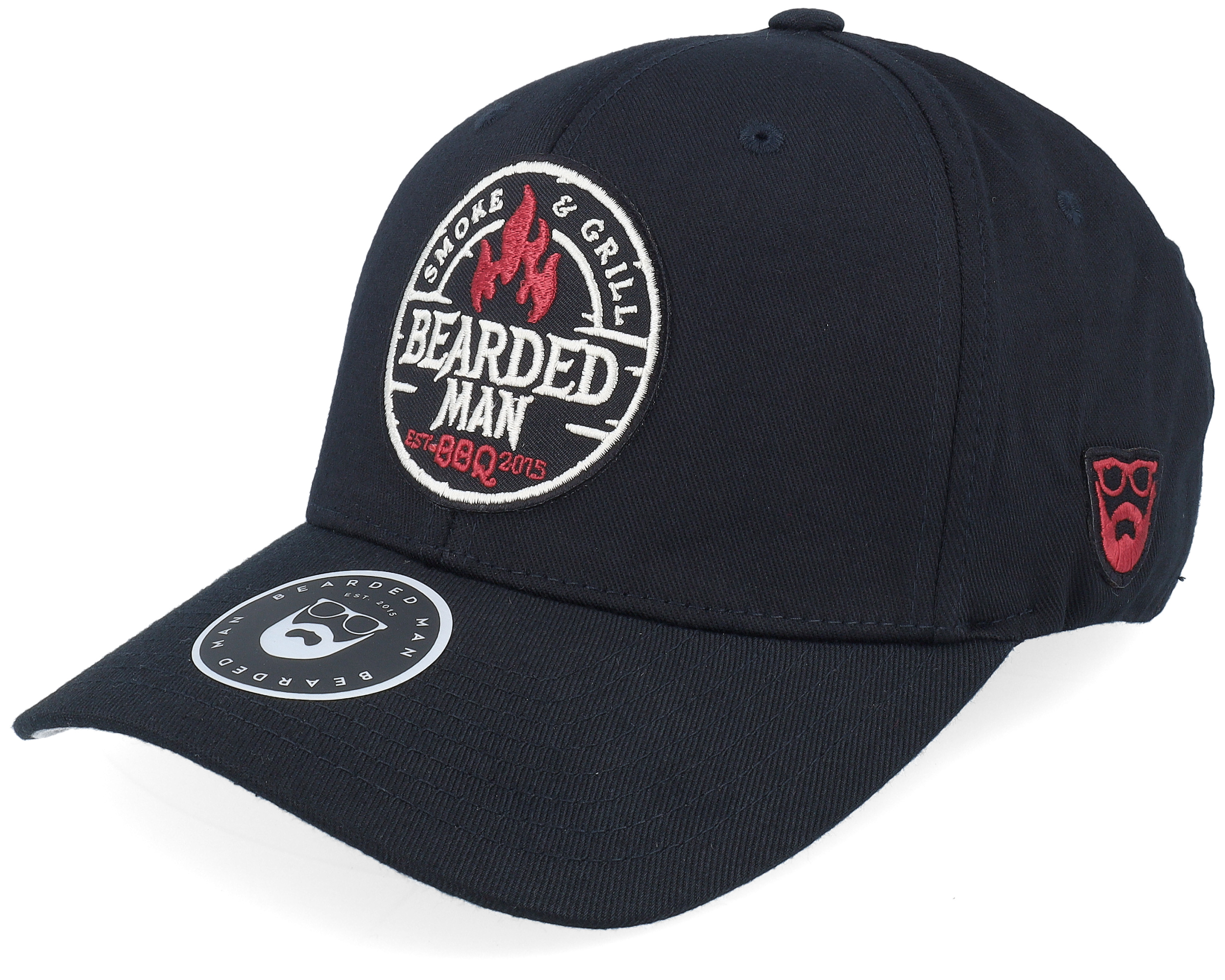 Smoke Grill Bbq Logo Blk Wooly Combed Black Flexfit | Hatstoreworld.com