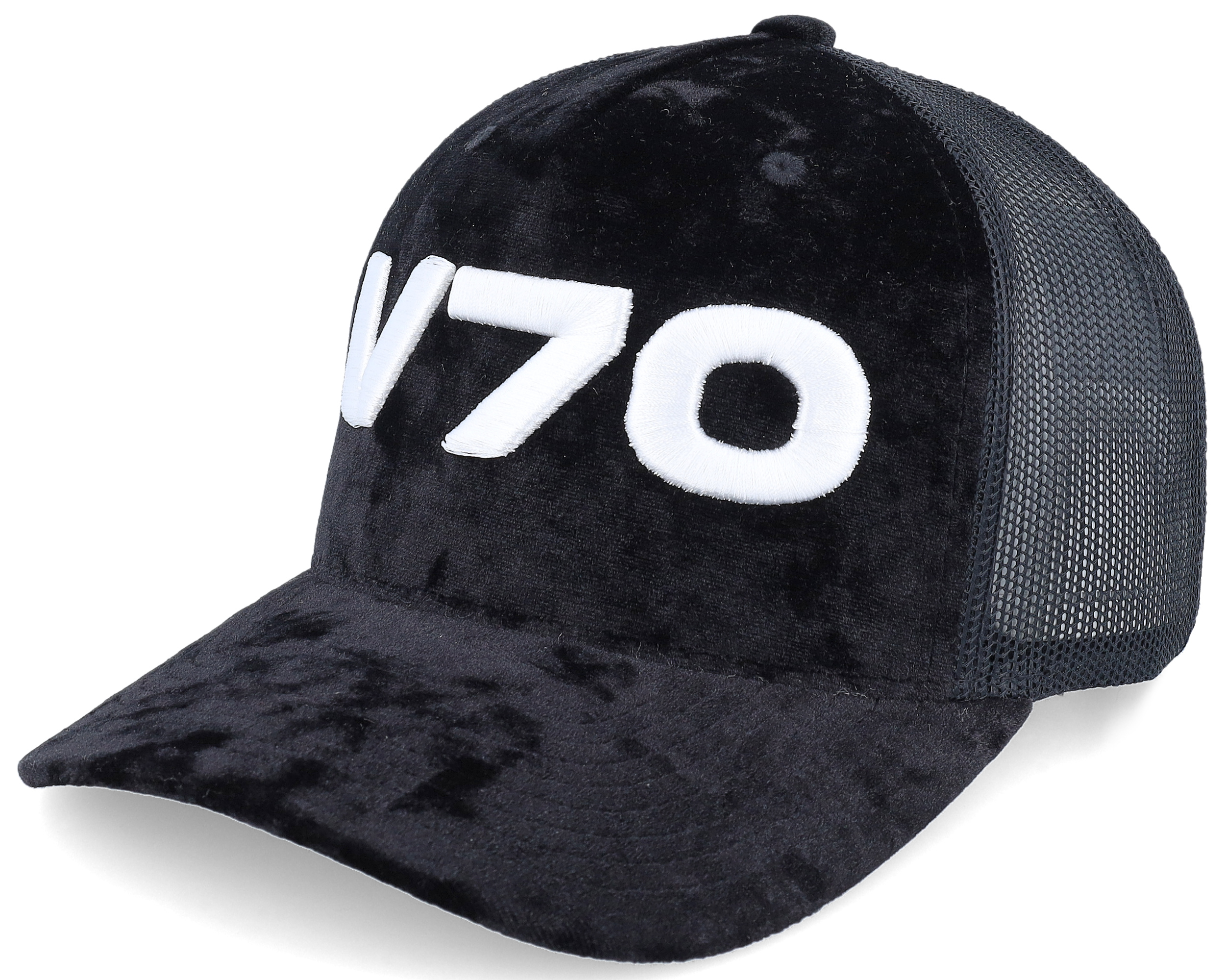 3d V70 Logo Velvet Black Trucker | Hatstoreworld.com
