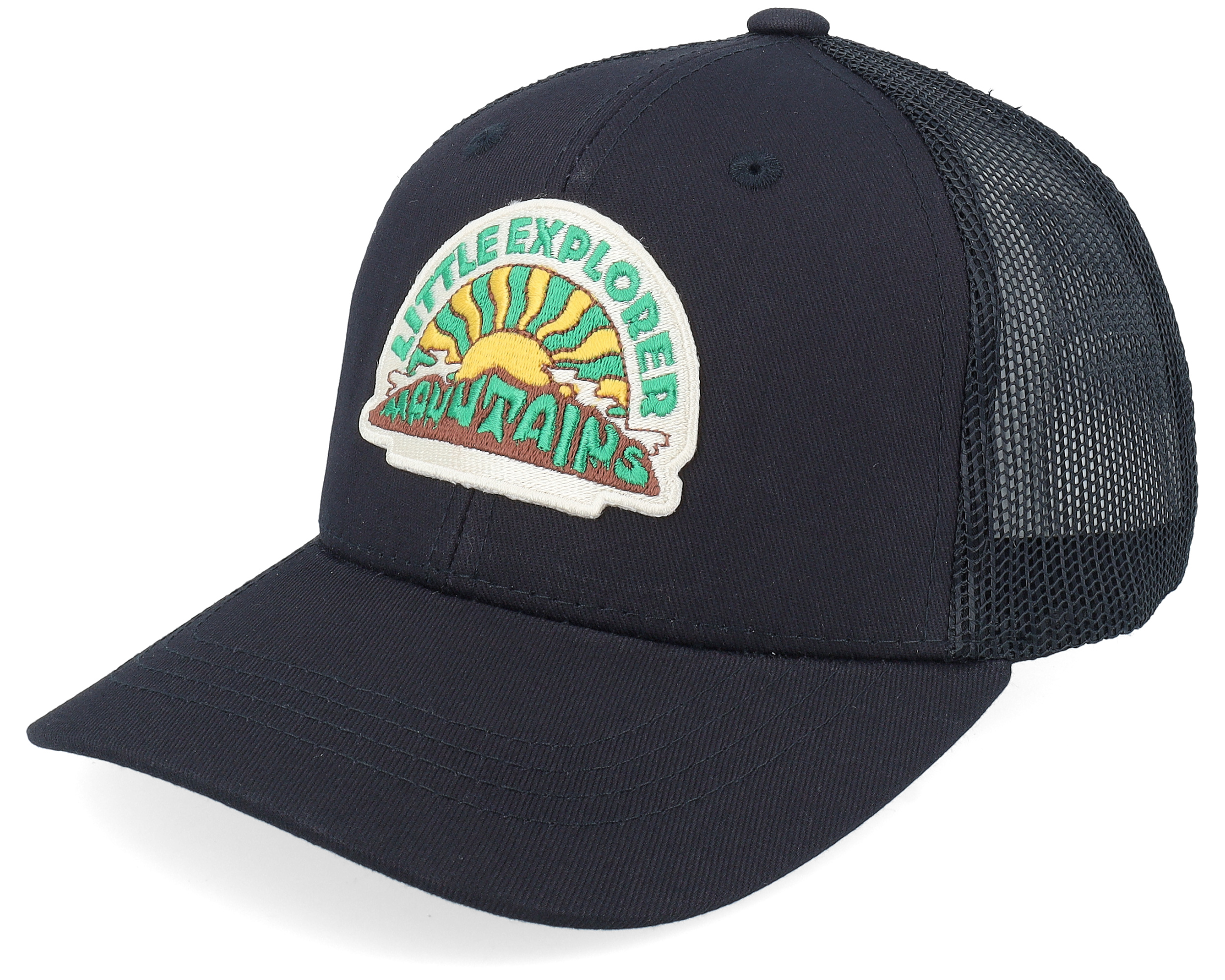 Kids Little Explorer Mountain Patch Black Trucker - Kiddo Cap ...
