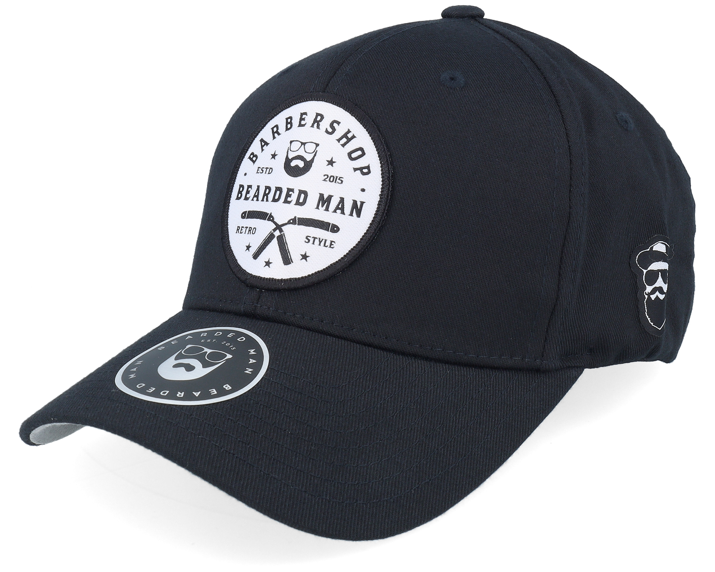 Barber Shop Retro Style Wooly Combed Black Flexfit | Hatstore.com