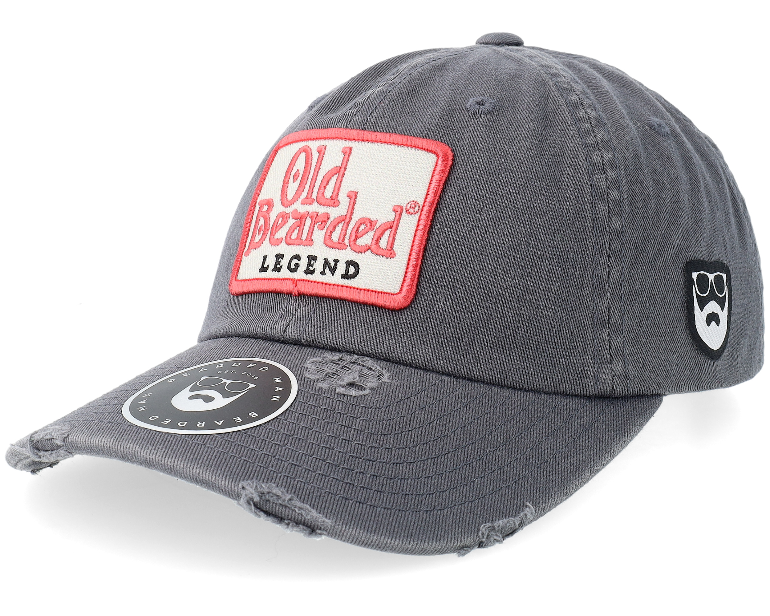 Bearded Legend Dark Grey Destroyed Dad Cap | Hatstore.com