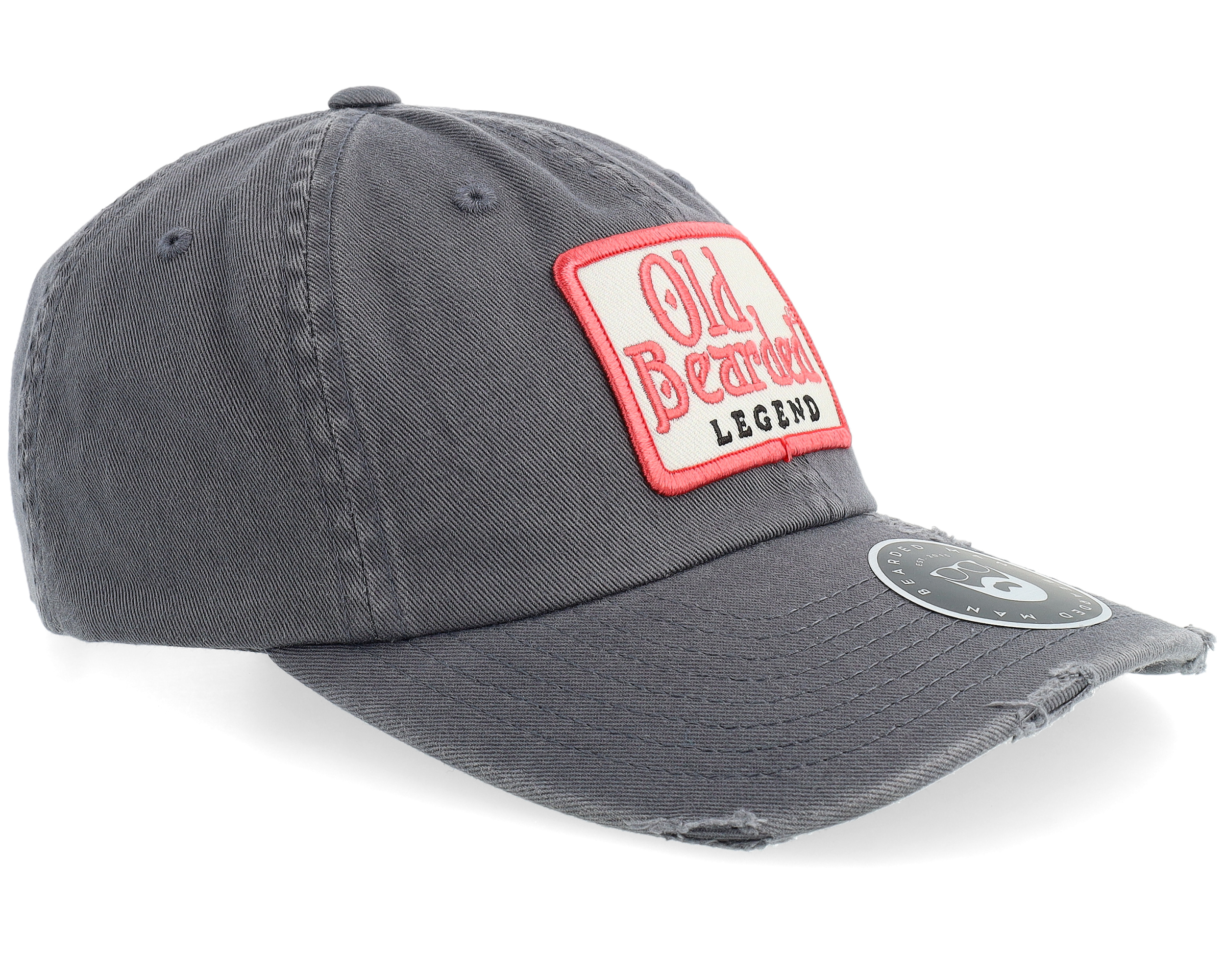 Bearded Legend Dark Grey Destroyed Dad Cap | Hatstore.com