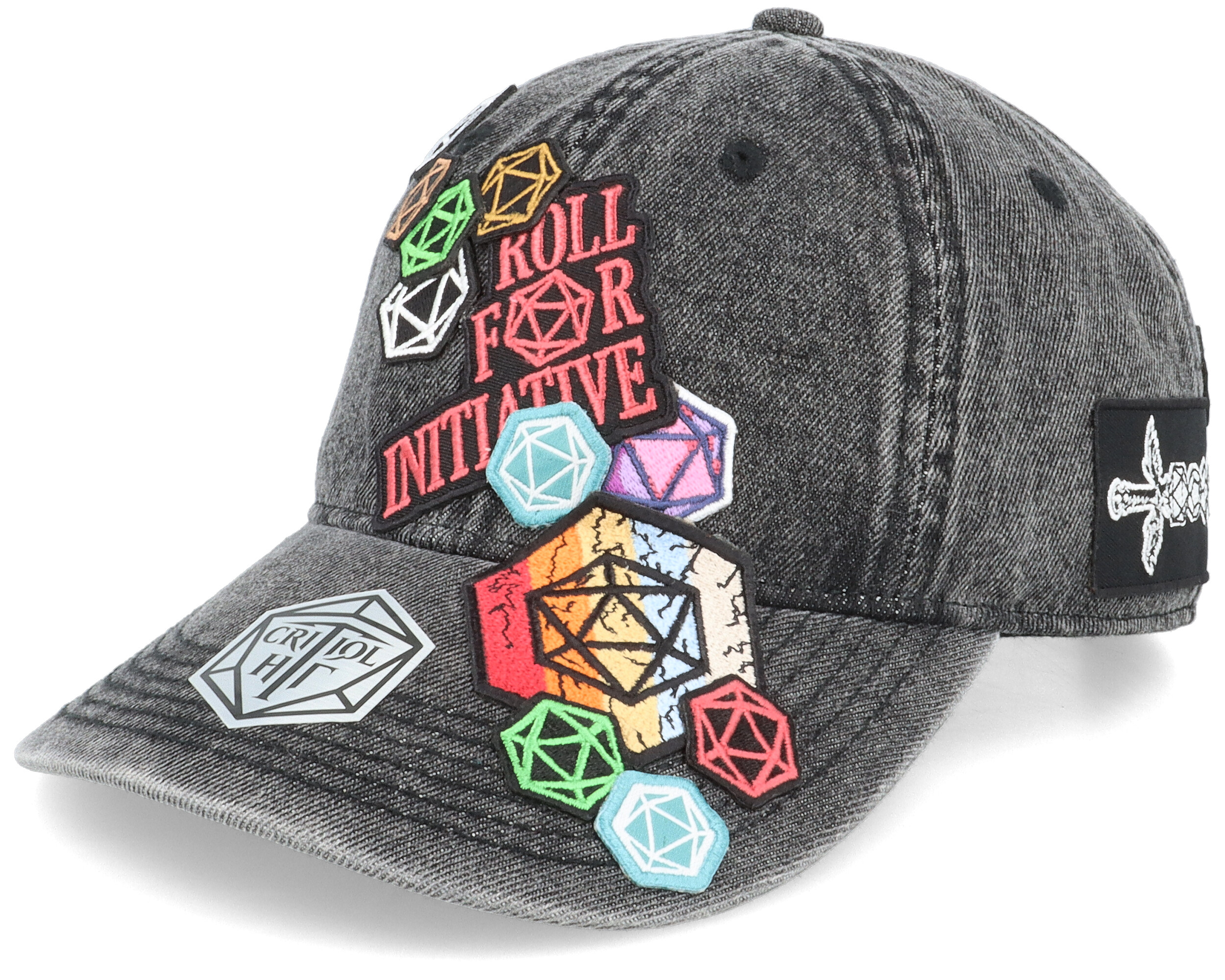 Roll For Initiative Cascade Black Washed Dad Cap | Hatstoreworld.com