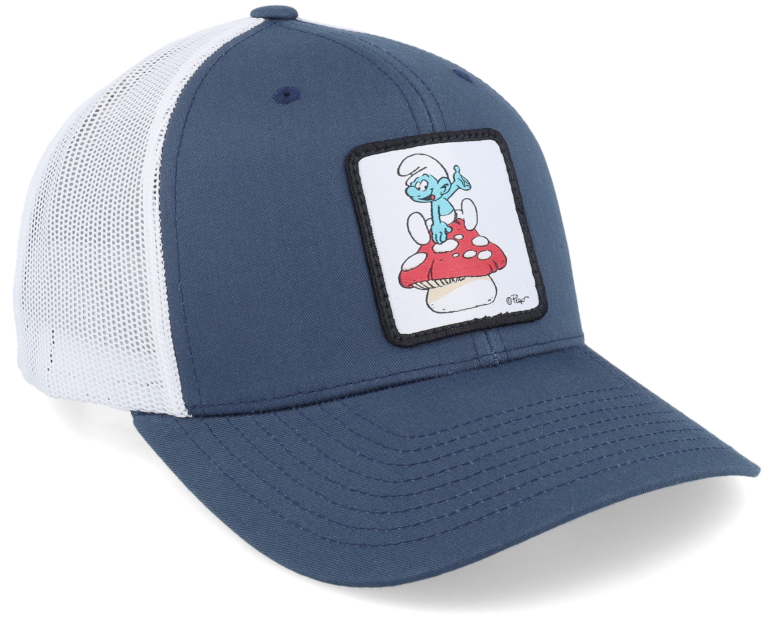 Mushroom Smurf Patch Navy/White Trucker - The Smurfs cap ...