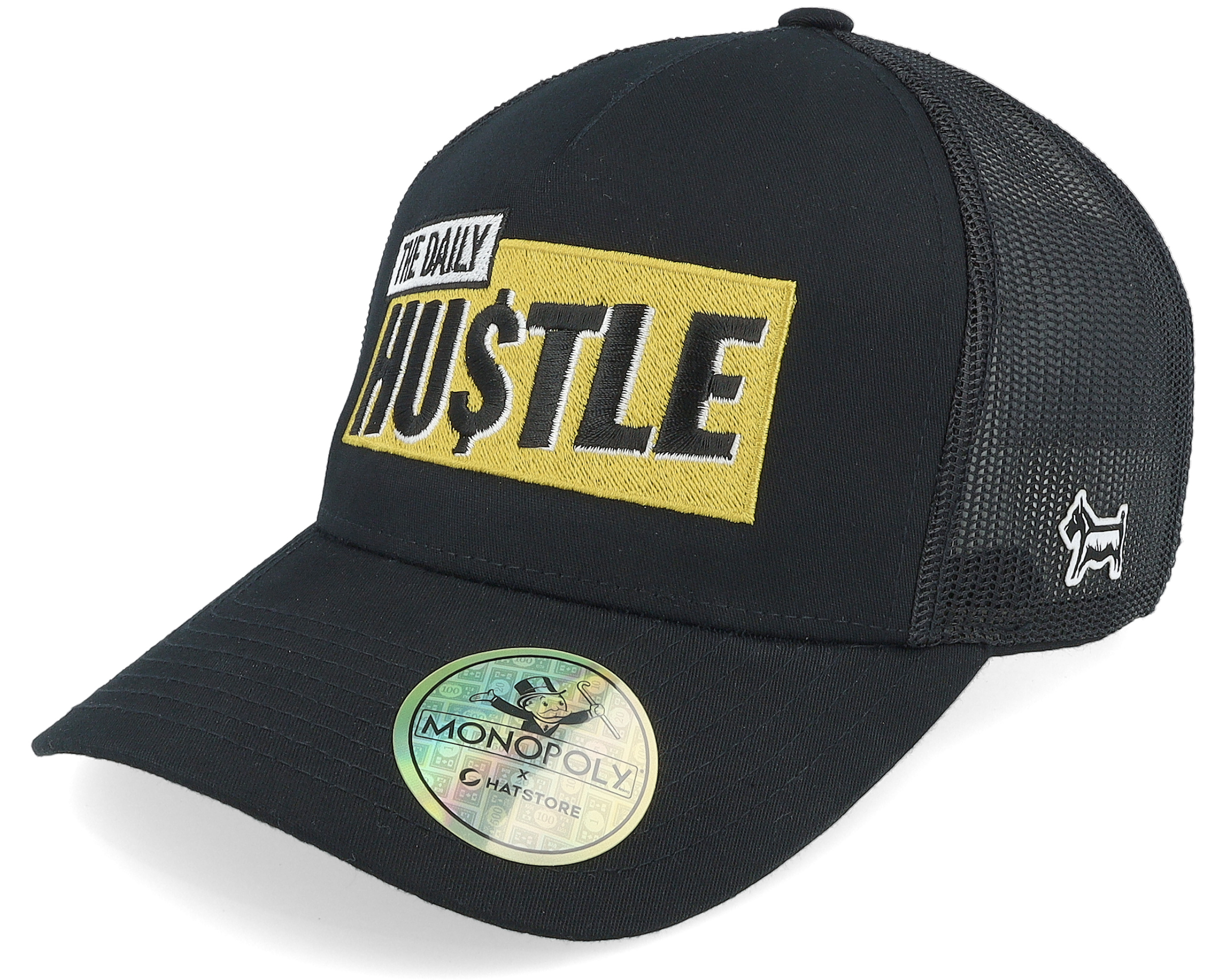 The Daily Hustle Dog Black Trucker | Hatstoreworld.com