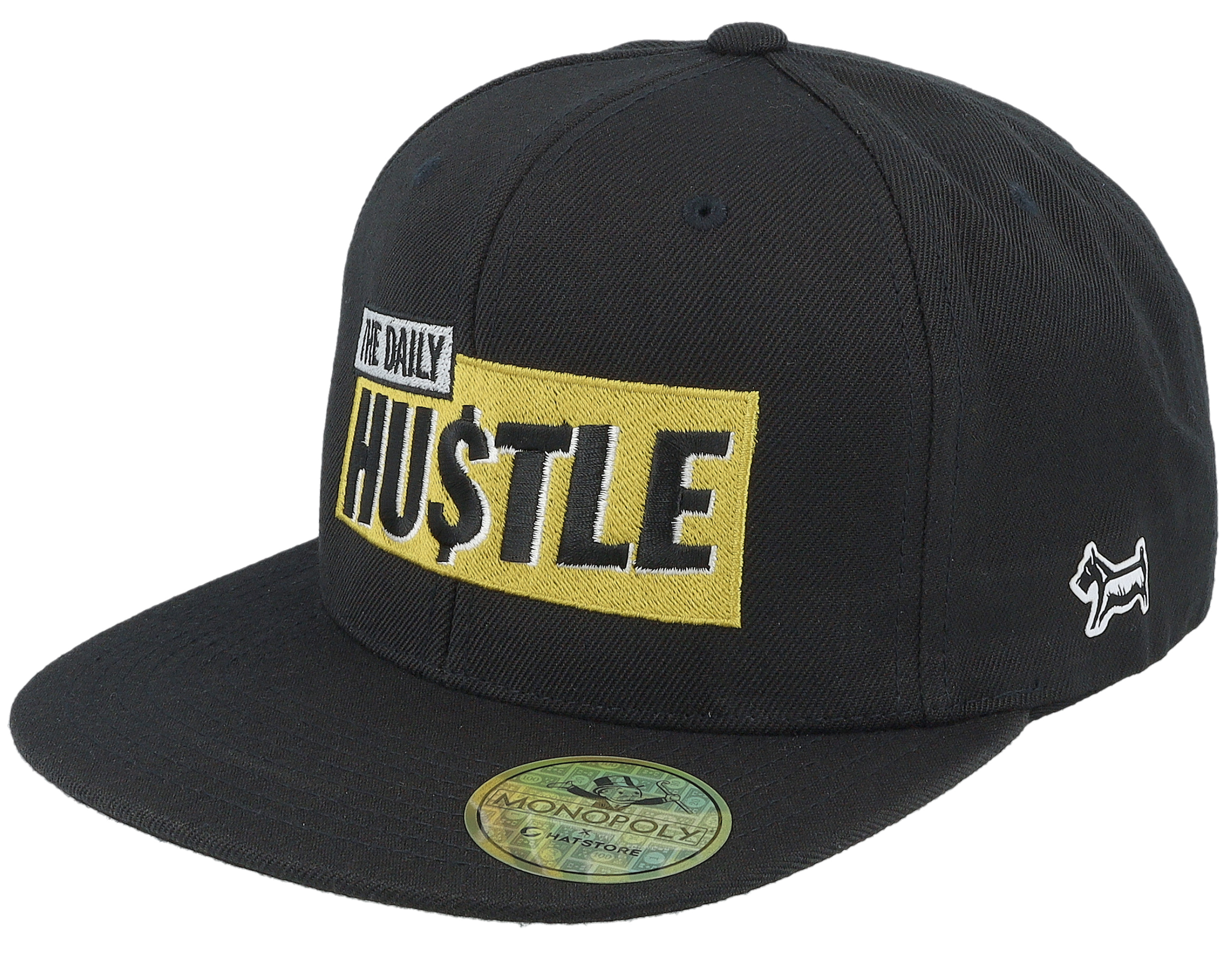 The Daily Hustle Dog Black Snapback | Hatstoreworld.com