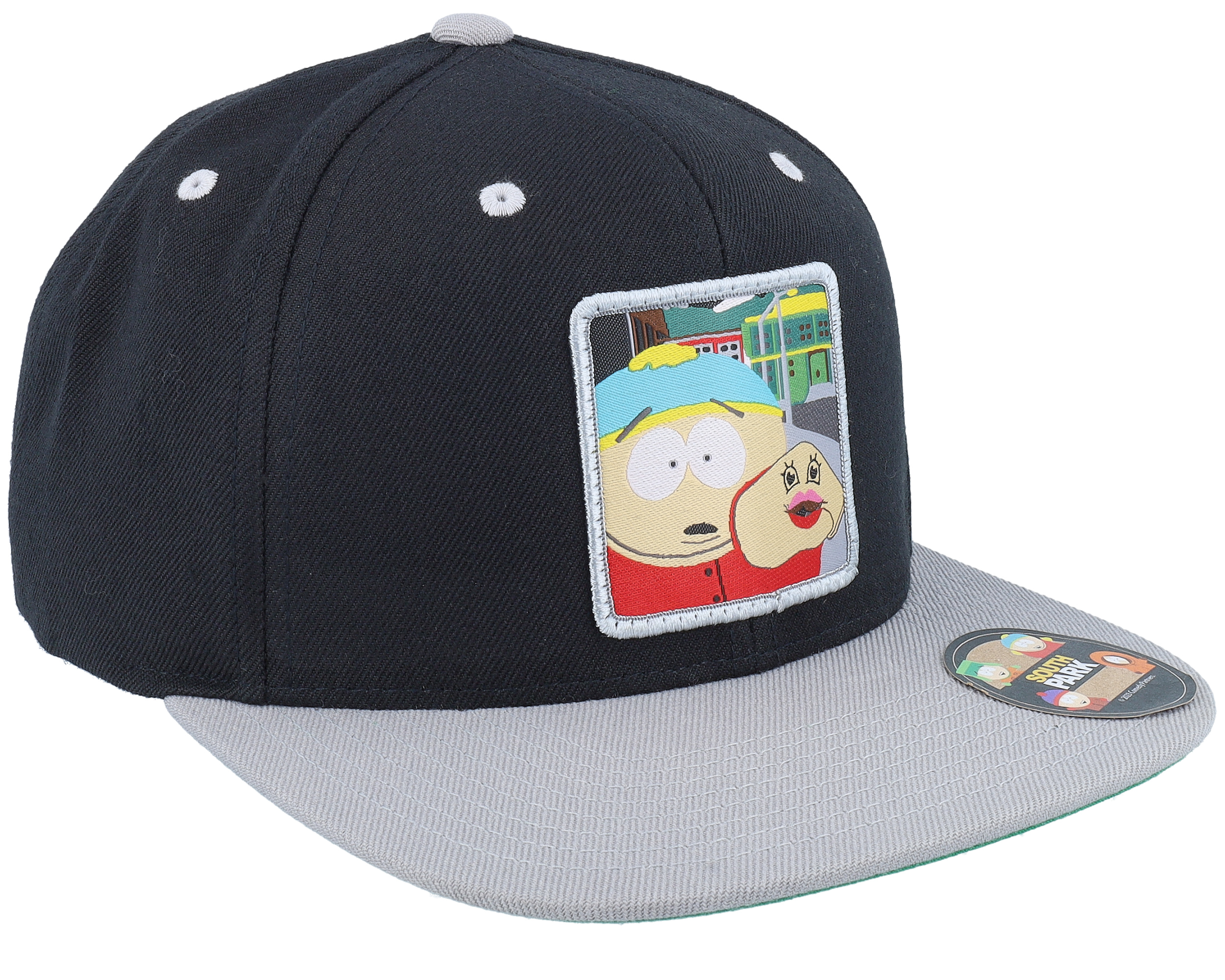 Cartman Hand Puppet Patch Black/Grey Snapback - South Park ...