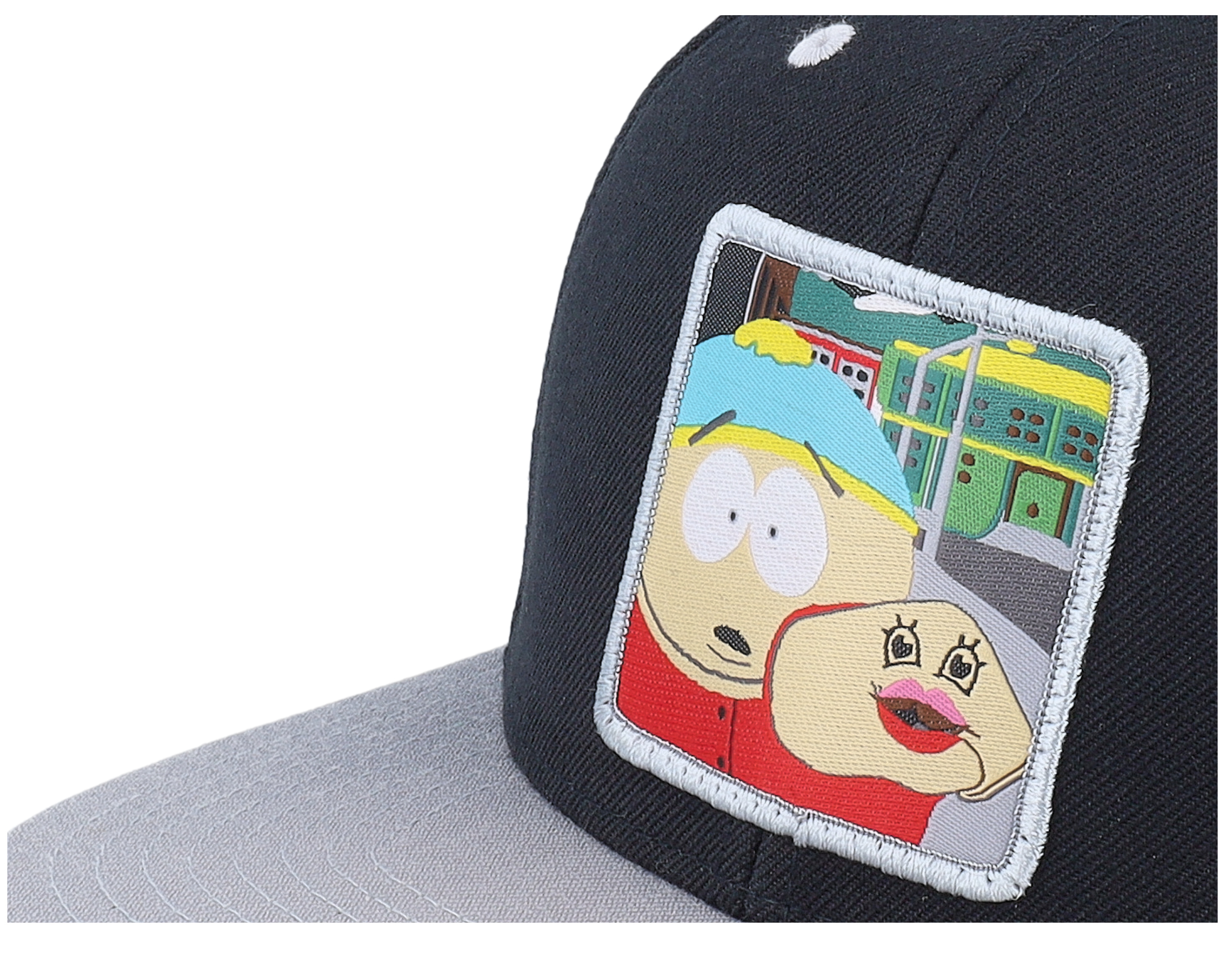 Cartman Hand Puppet Patch Black/Grey Snapback - South Park cap ...