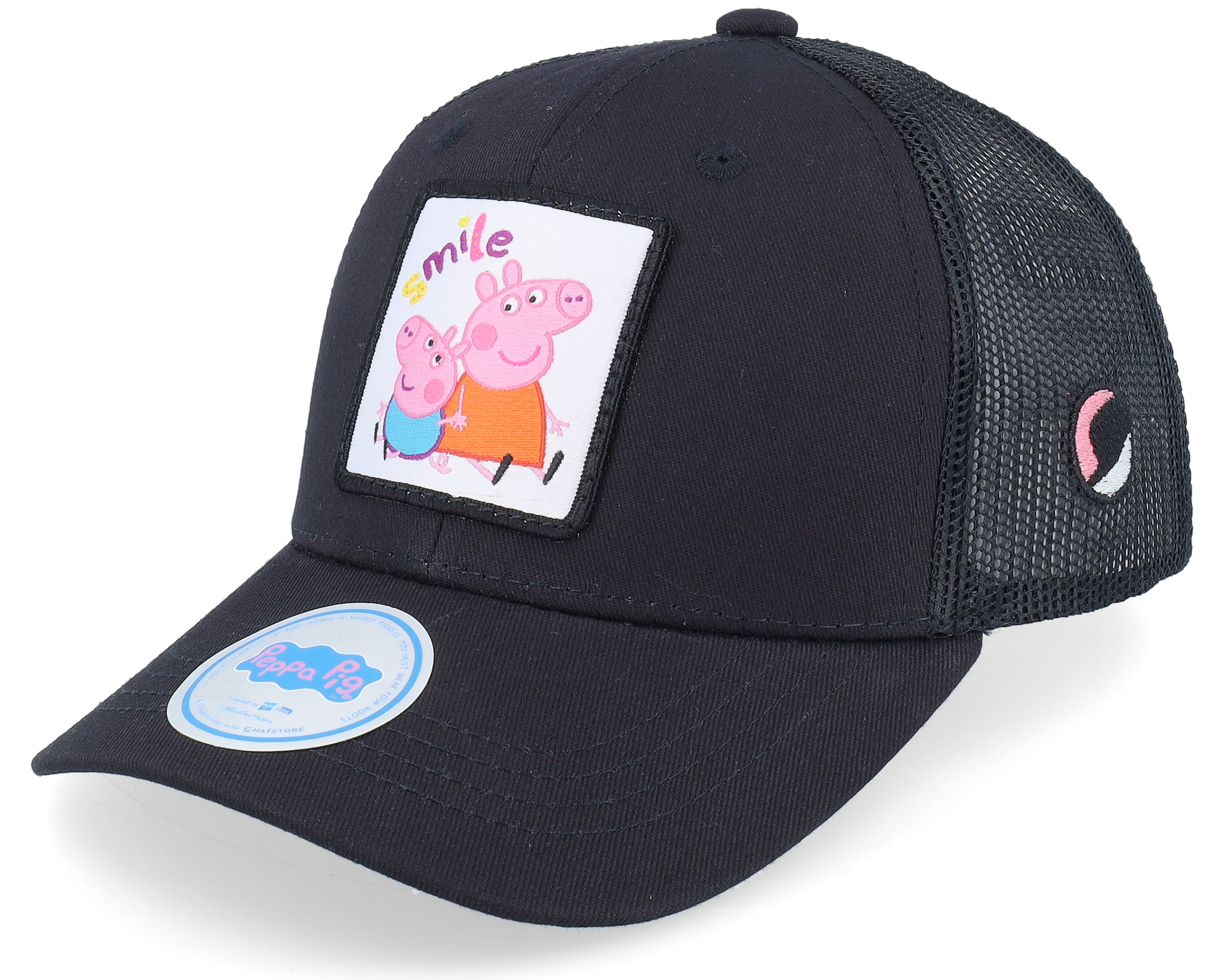 Kids Peppa And George Smile Black Trucker - Peppa Pig cap ...