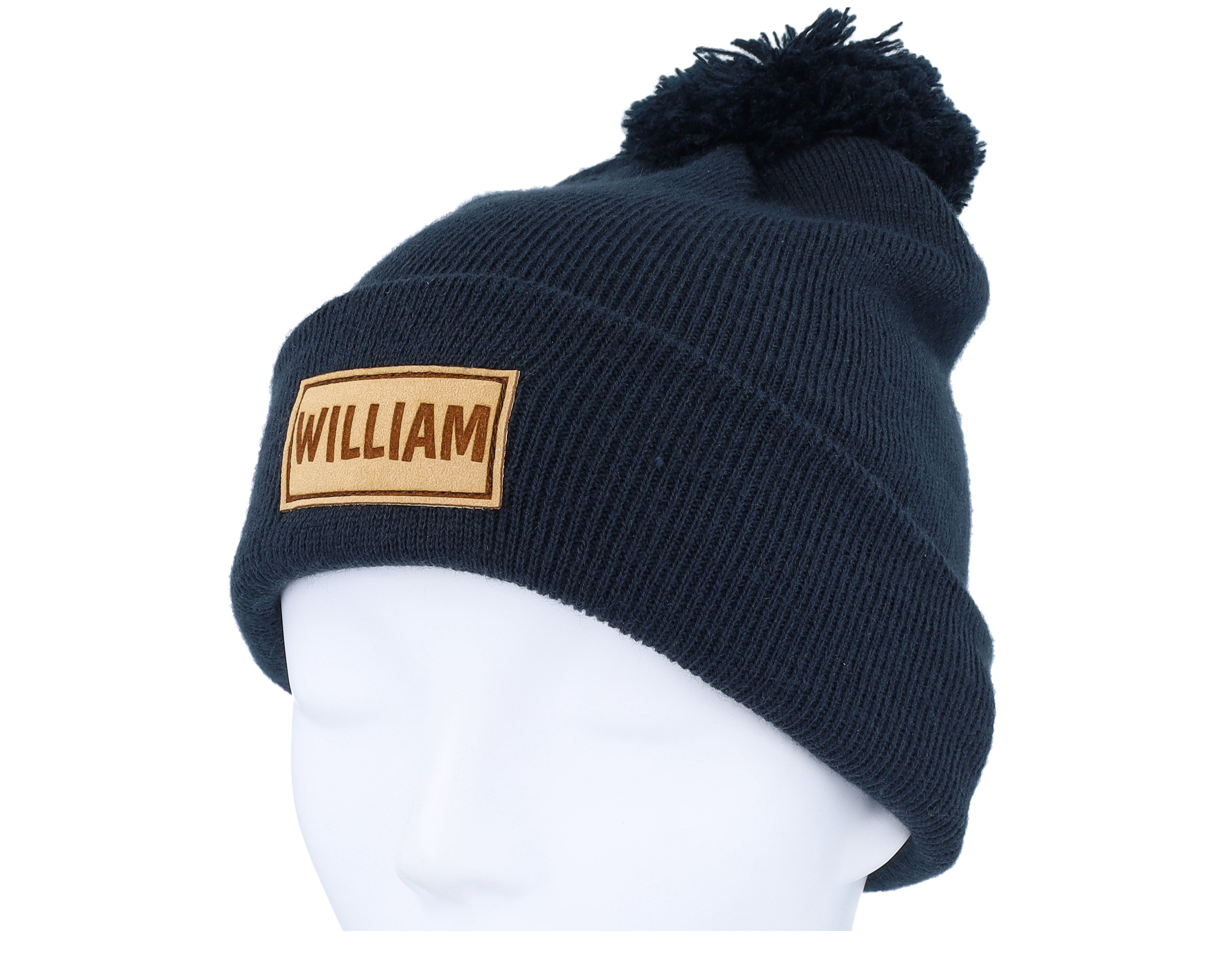 Kids Engraved Suede Patch French Navy Pom - Beechfield Bere | Hatstore.com